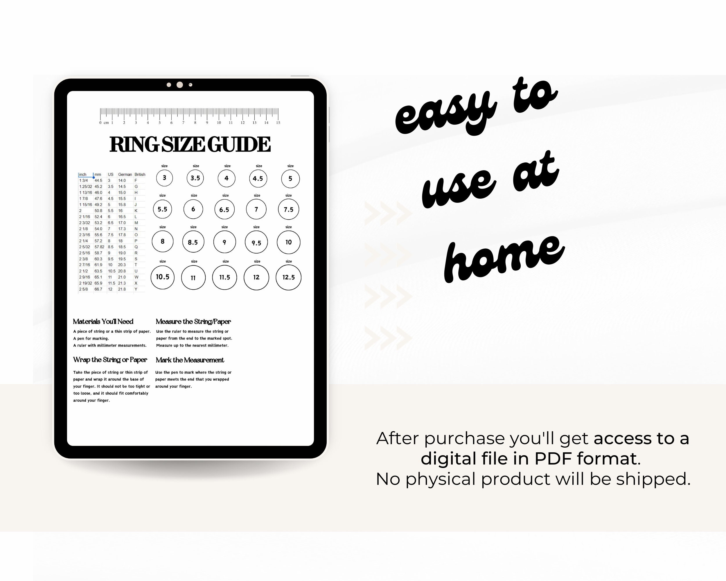 Ring Size Chart Printable Ring Sizer Ring Size Guide - Etsy