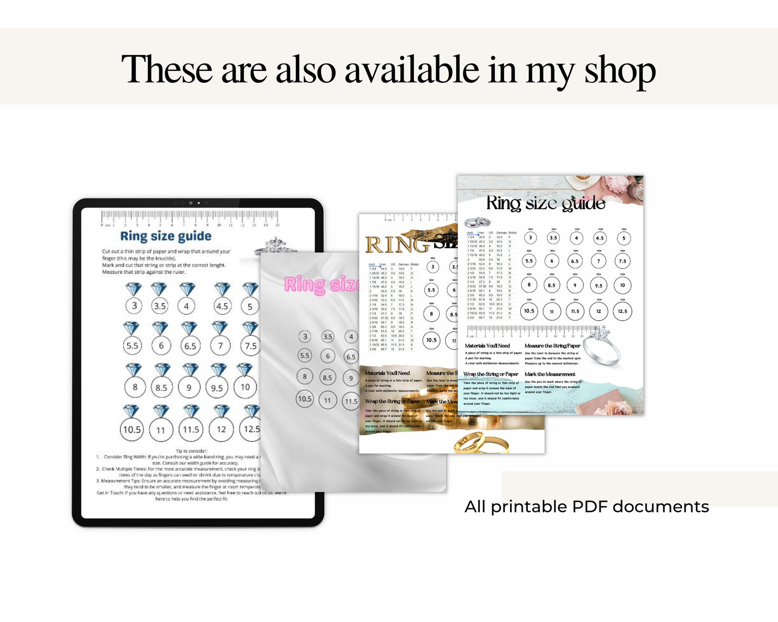 Ring Size Chart Printable Ring Sizer, Ring Size Guide, Printable Ring ...