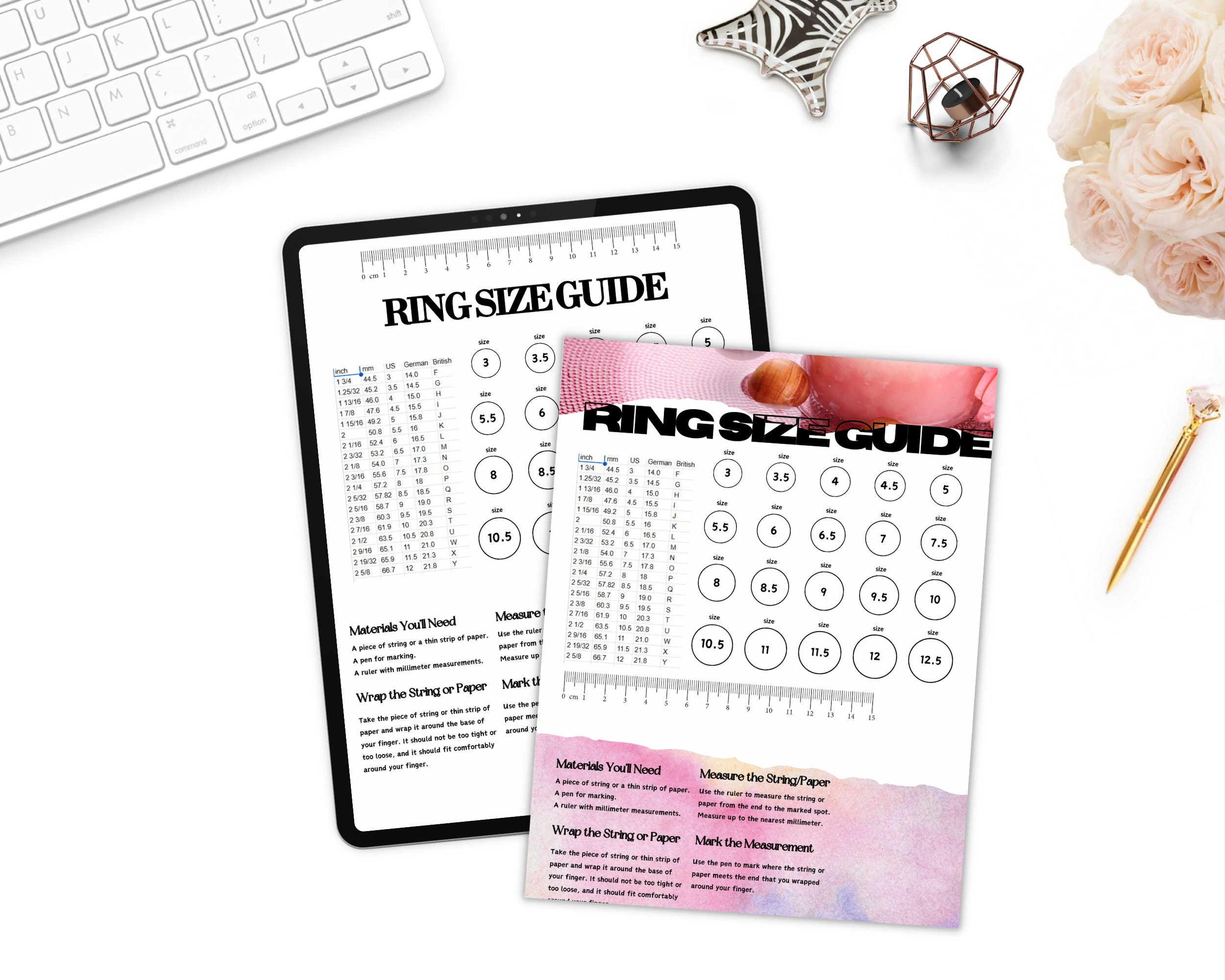 Ring Size Chart Printable Ring Sizer, Ring Size Guide, Printable Ring ...