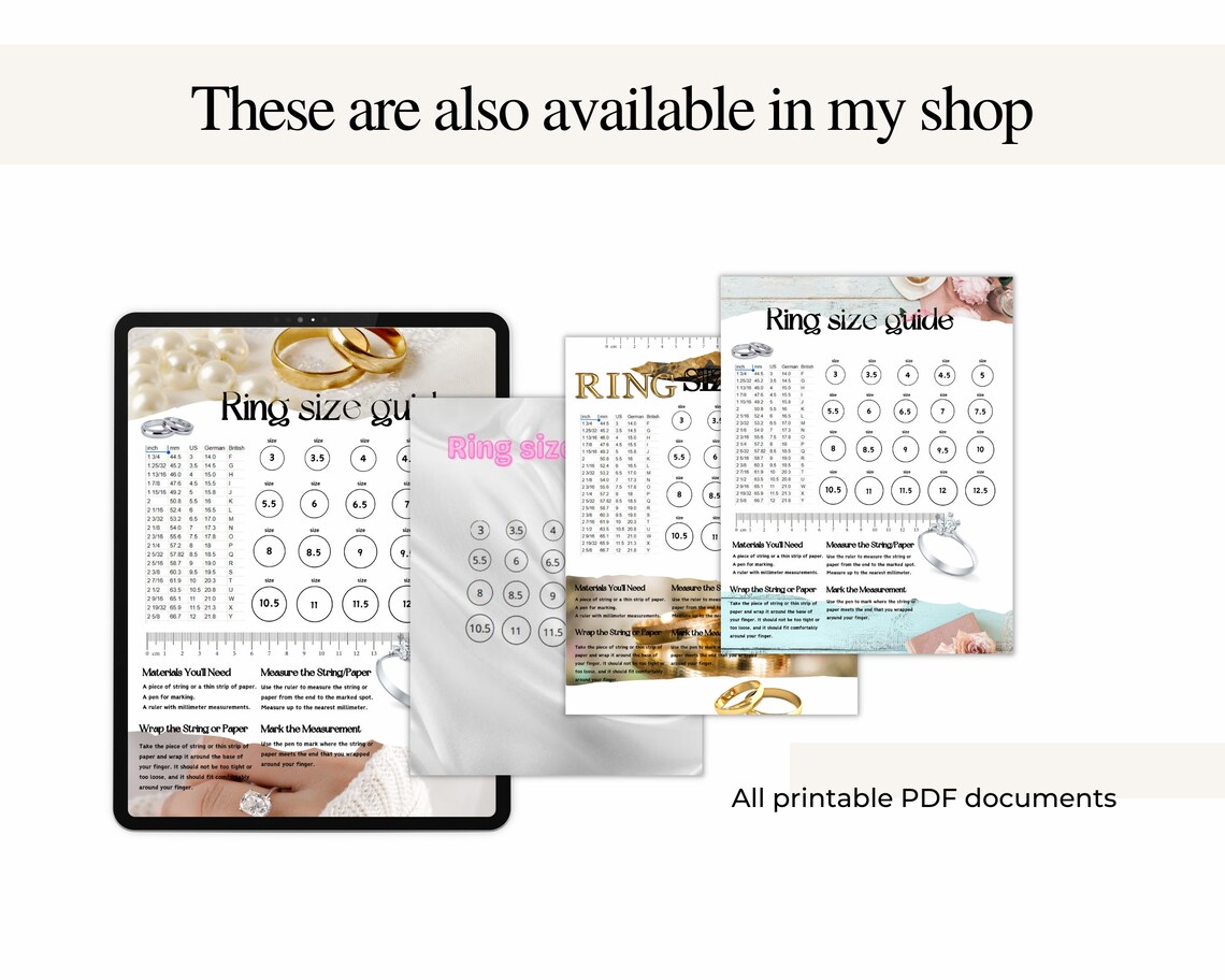 Ring Size Chart Printable Ring Sizer, Ring Size Guide, Printable Ring ...