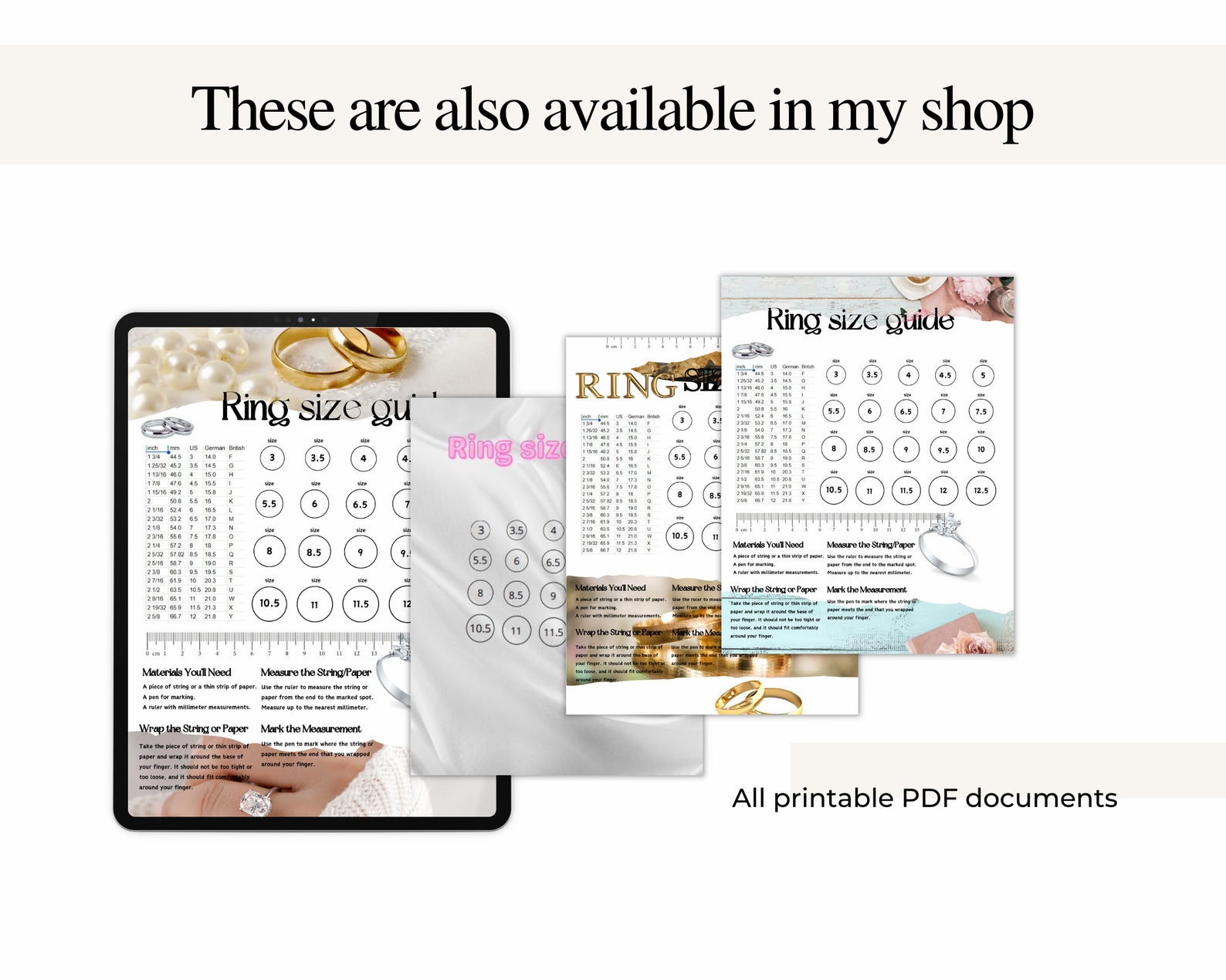 Ring Size Chart Printable Ring Sizer, Ring Size Guide, Printable Ring Sizer, Ring Sizer Tool ...