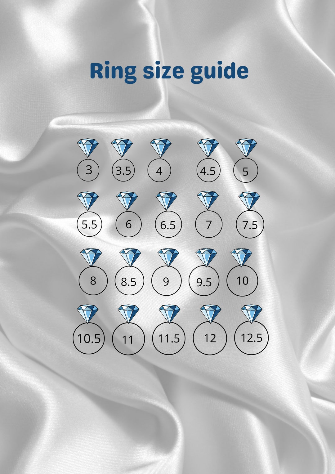 Ring Size Chart Printable Ring Sizer, Ring Size Guide, Printable Ring ...