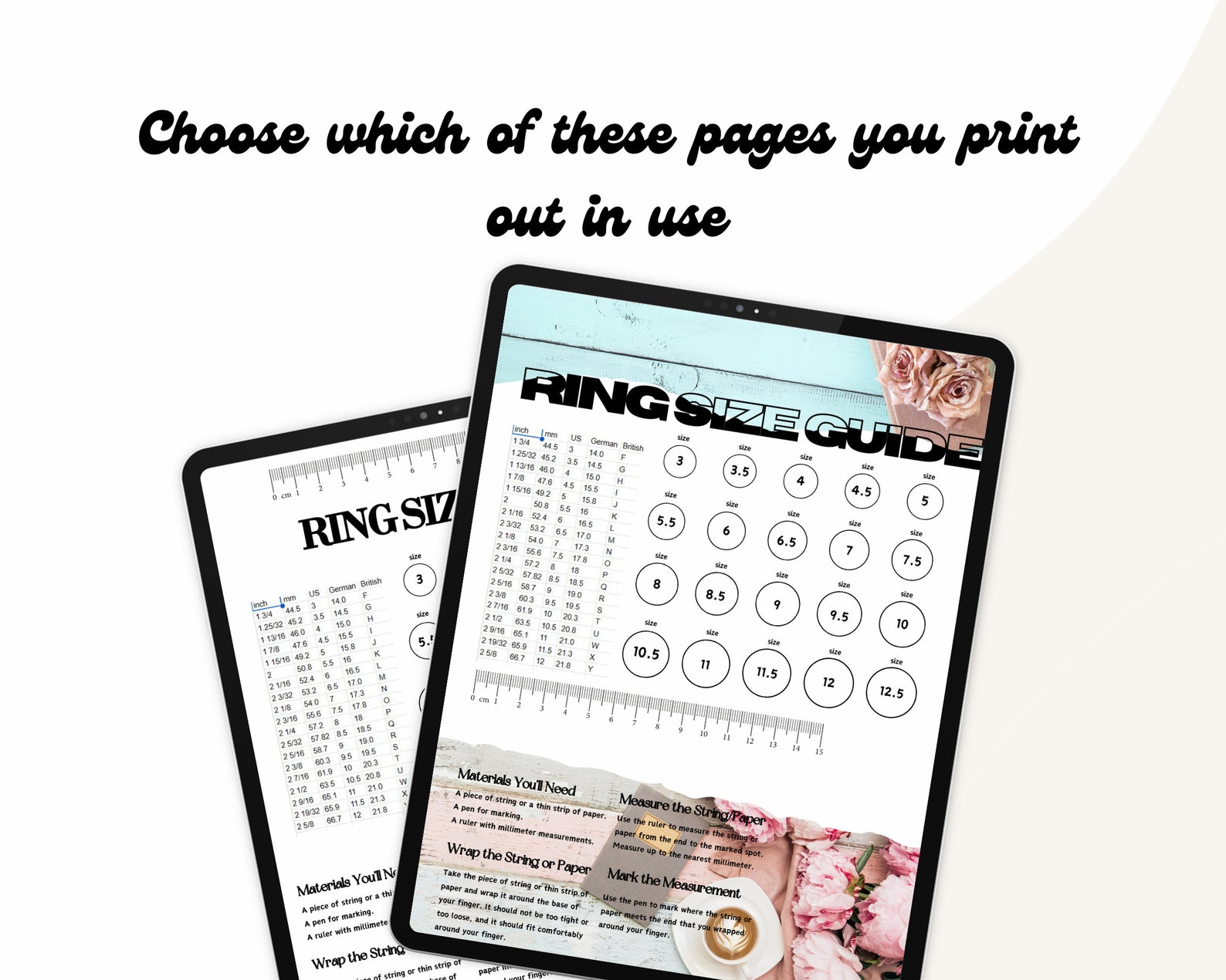 Ring Size Chart Printable Ring Sizer, Ring Size Guide, Printable Ring ...