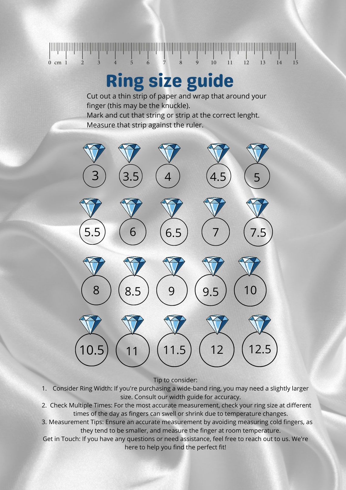 Ring Size Chart Printable Ring Sizer, Ring Size Guide, Printable Ring ...
