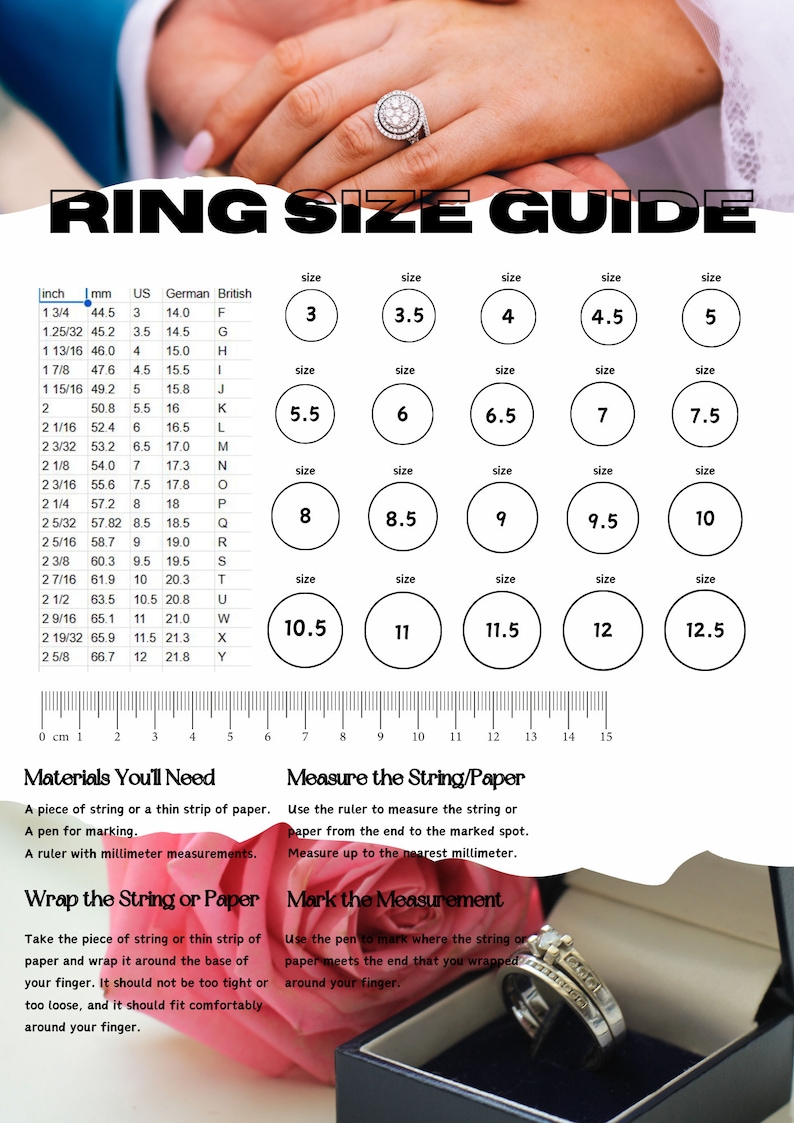 Ring Size Chart Printable Ring Sizer, Ring Size Guide, Printable Ring ...