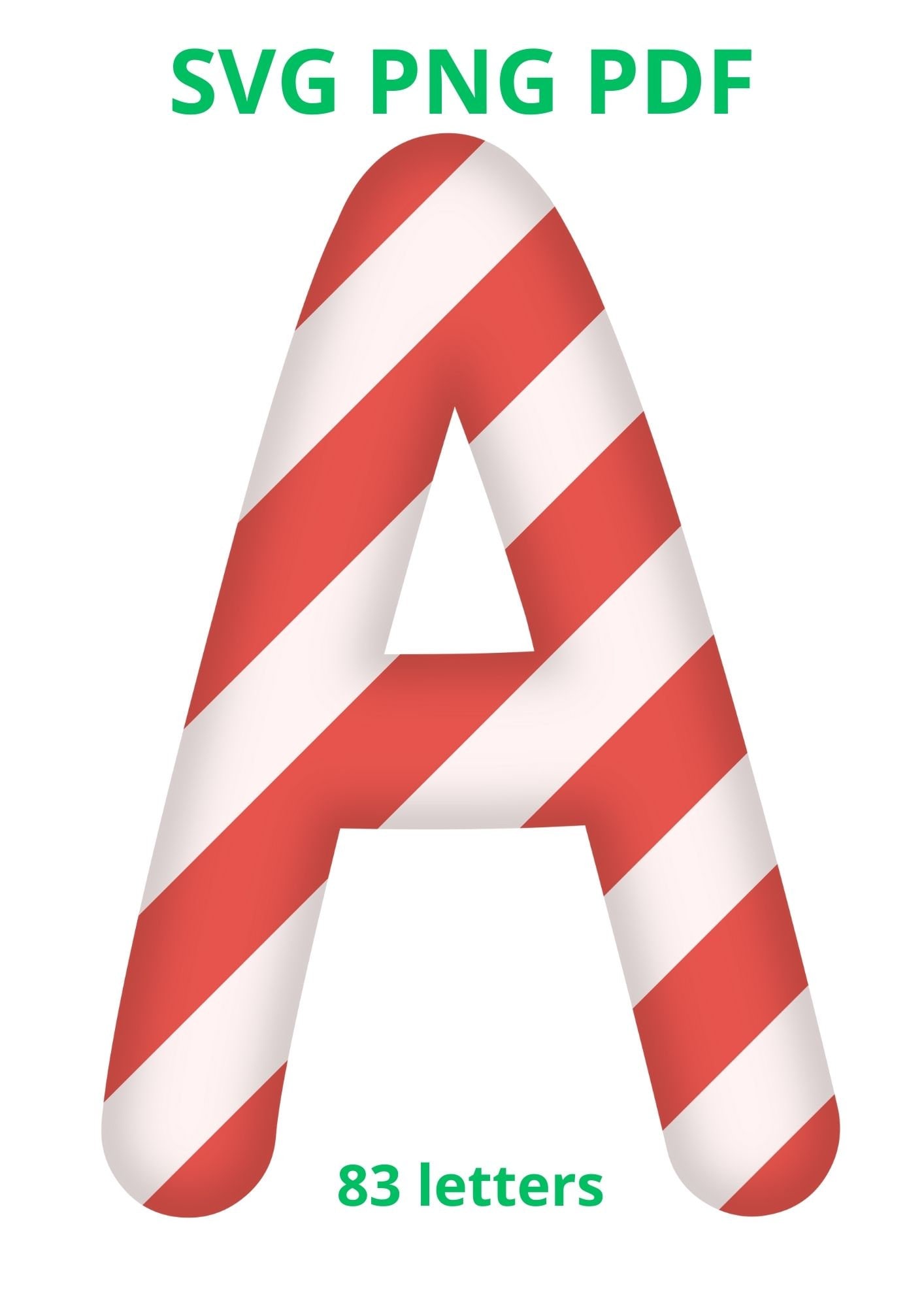 Candy Cane Alphabet SVG Bundle 83 Festive Letters for Holiday Crafting ...