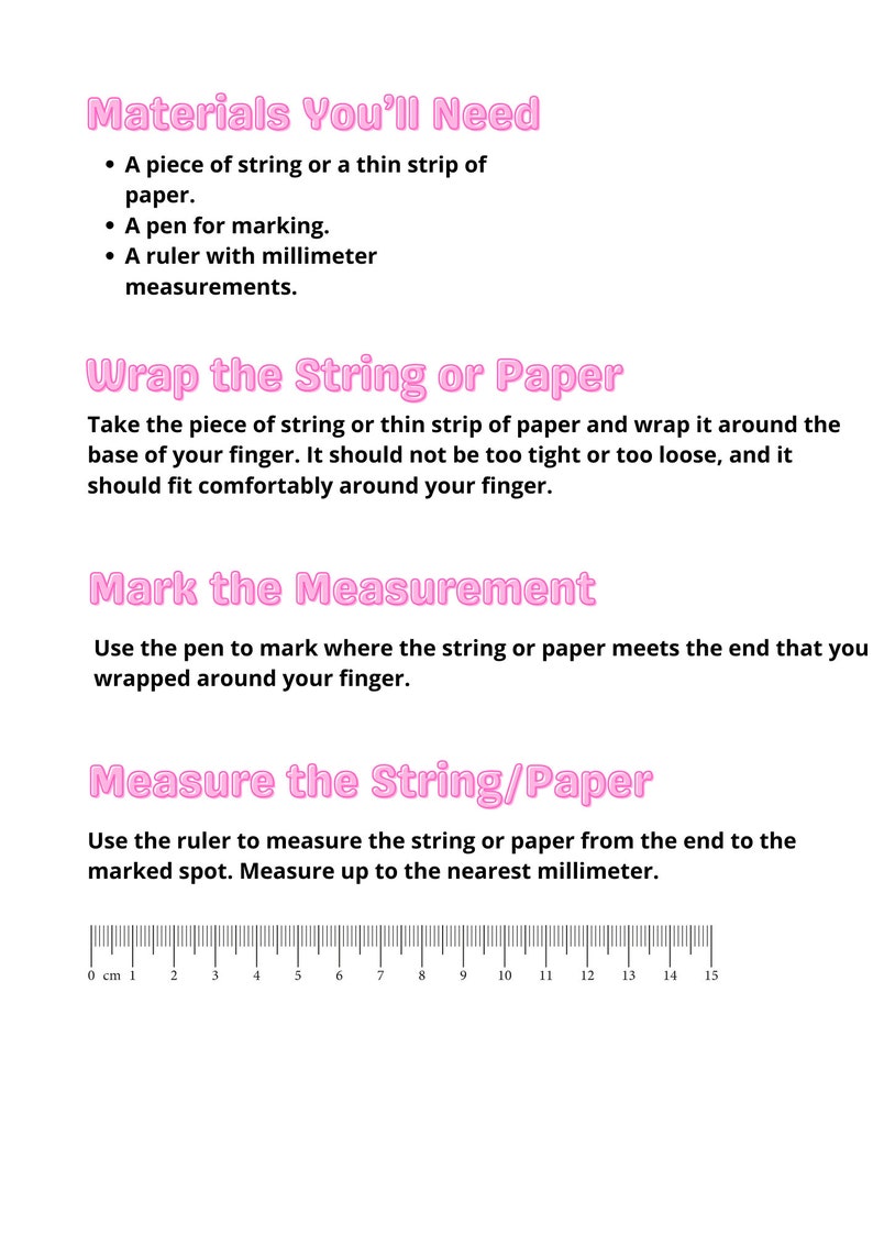 Ring Size Chart Printable Ring Sizer, Ring Size Guide, Printable Ring ...
