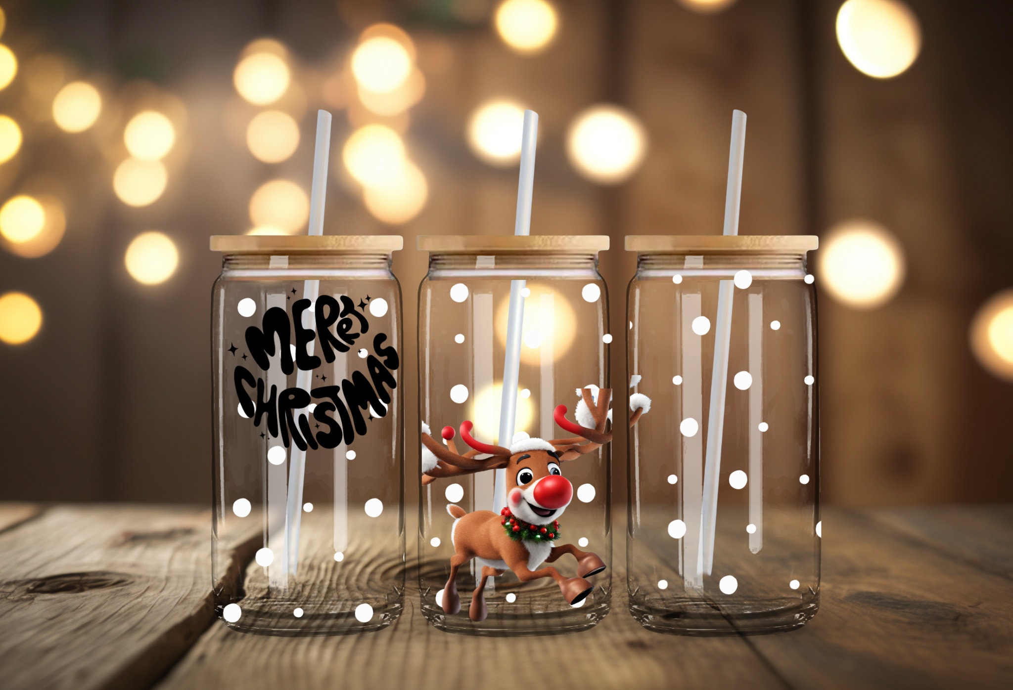 Rudolph the Red Nosed Reindeer Svg File Christmas Svg Glass - Etsy