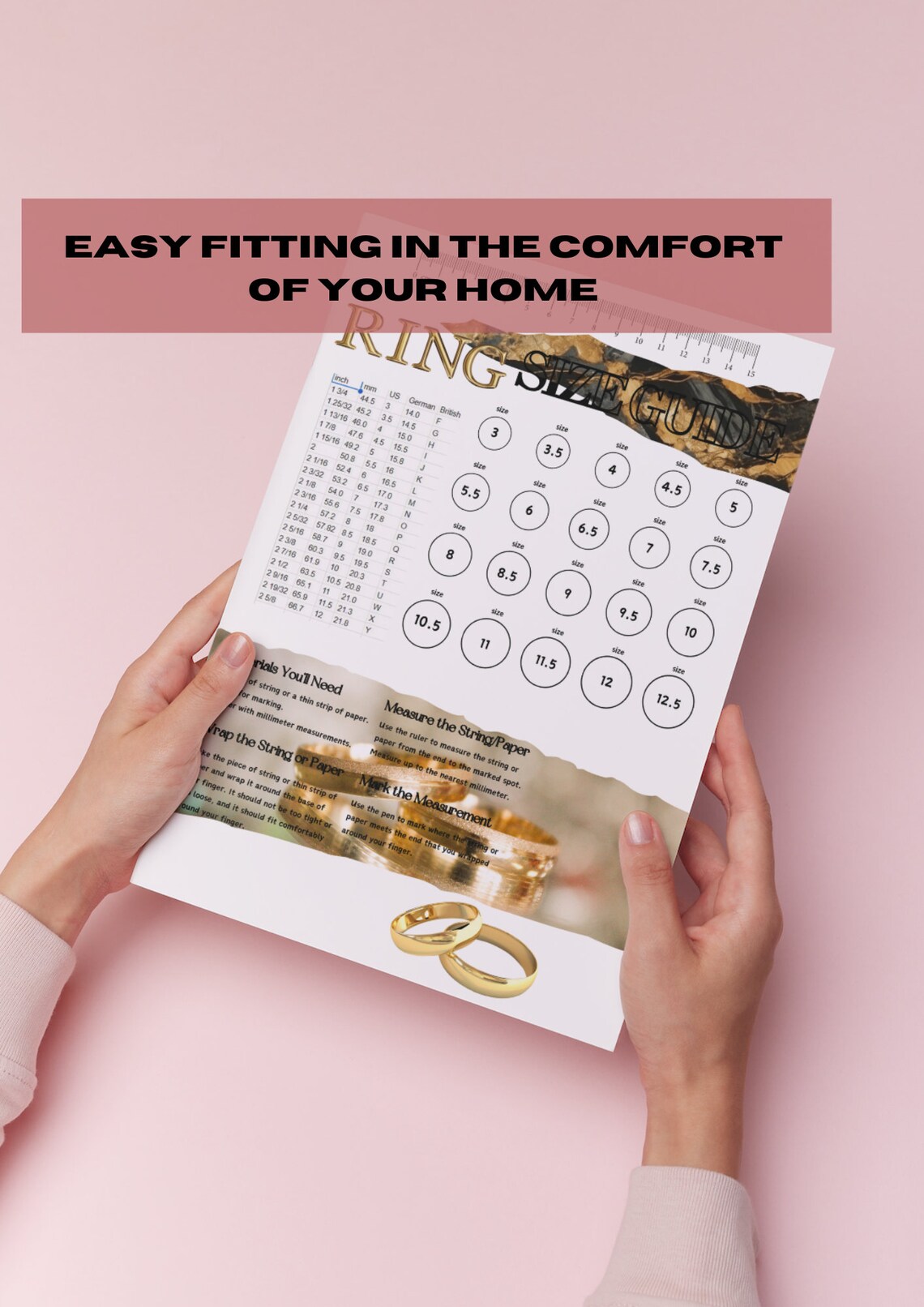 Ring Size Chart Printable Ring Sizer, Ring Size Guide, Printable Ring ...