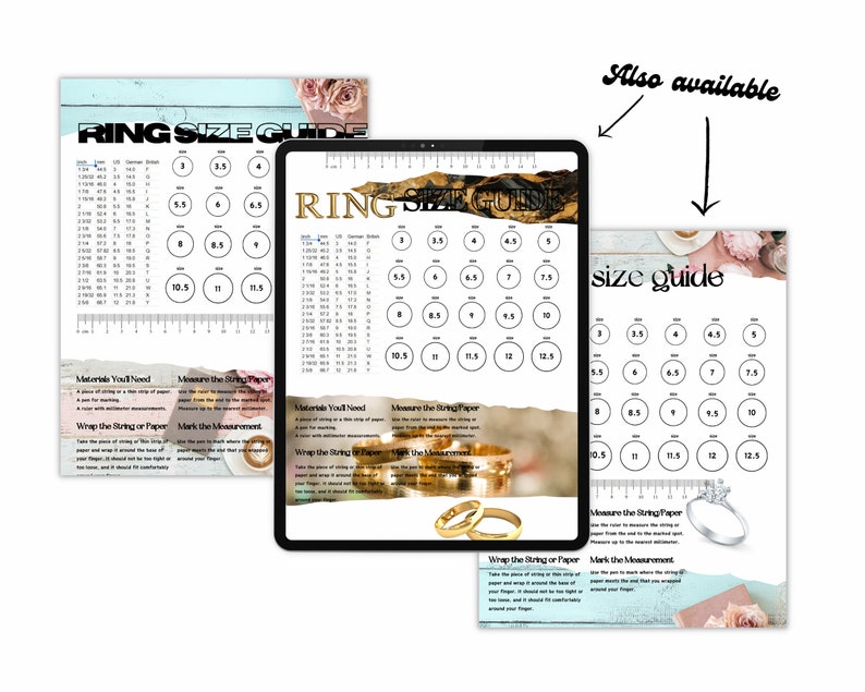 Ring Size Chart Printable Ring Sizer, Ring Size Guide, Printable Ring ...