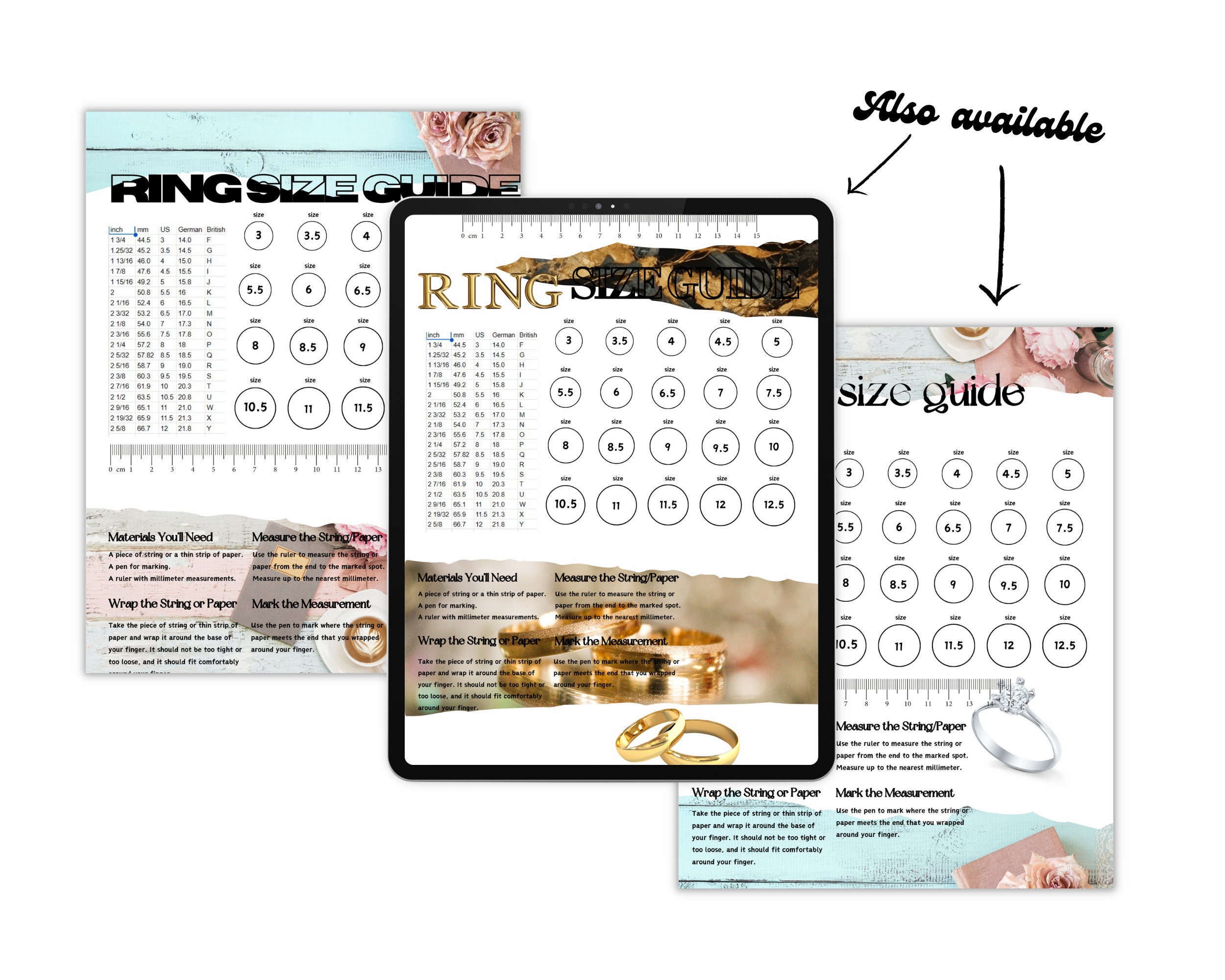 Ring Size Chart Printable Ring Sizer, Ring Size Guide, Printable Ring ...