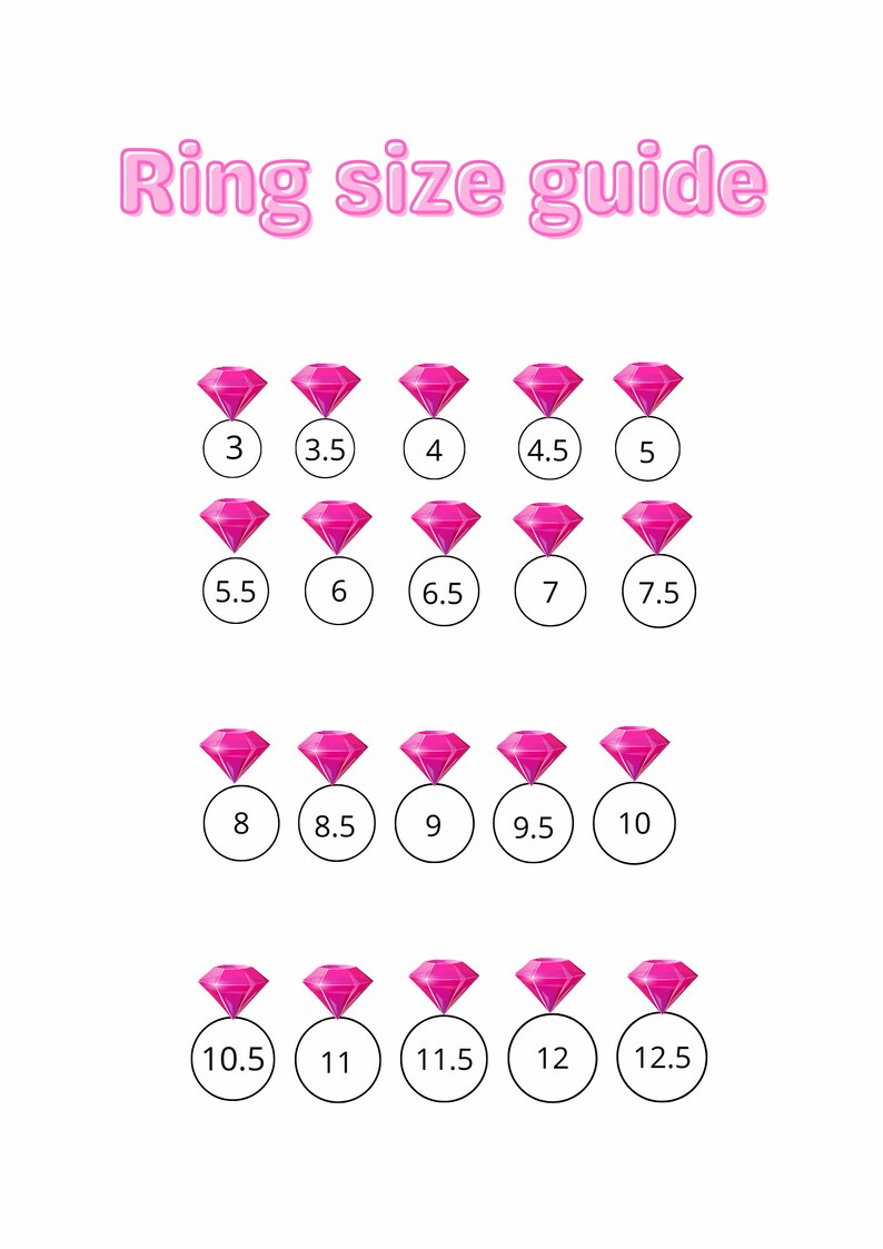 Ring Size Chart Printable Ring Sizer, Ring Size Guide, Printable Ring ...
