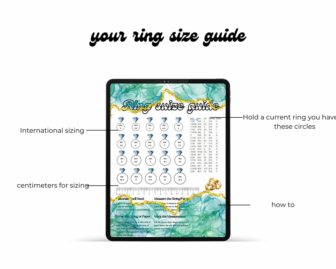 Ring Size Chart Printable Ring Sizer, Ring Size Guide, Printable Ring ...