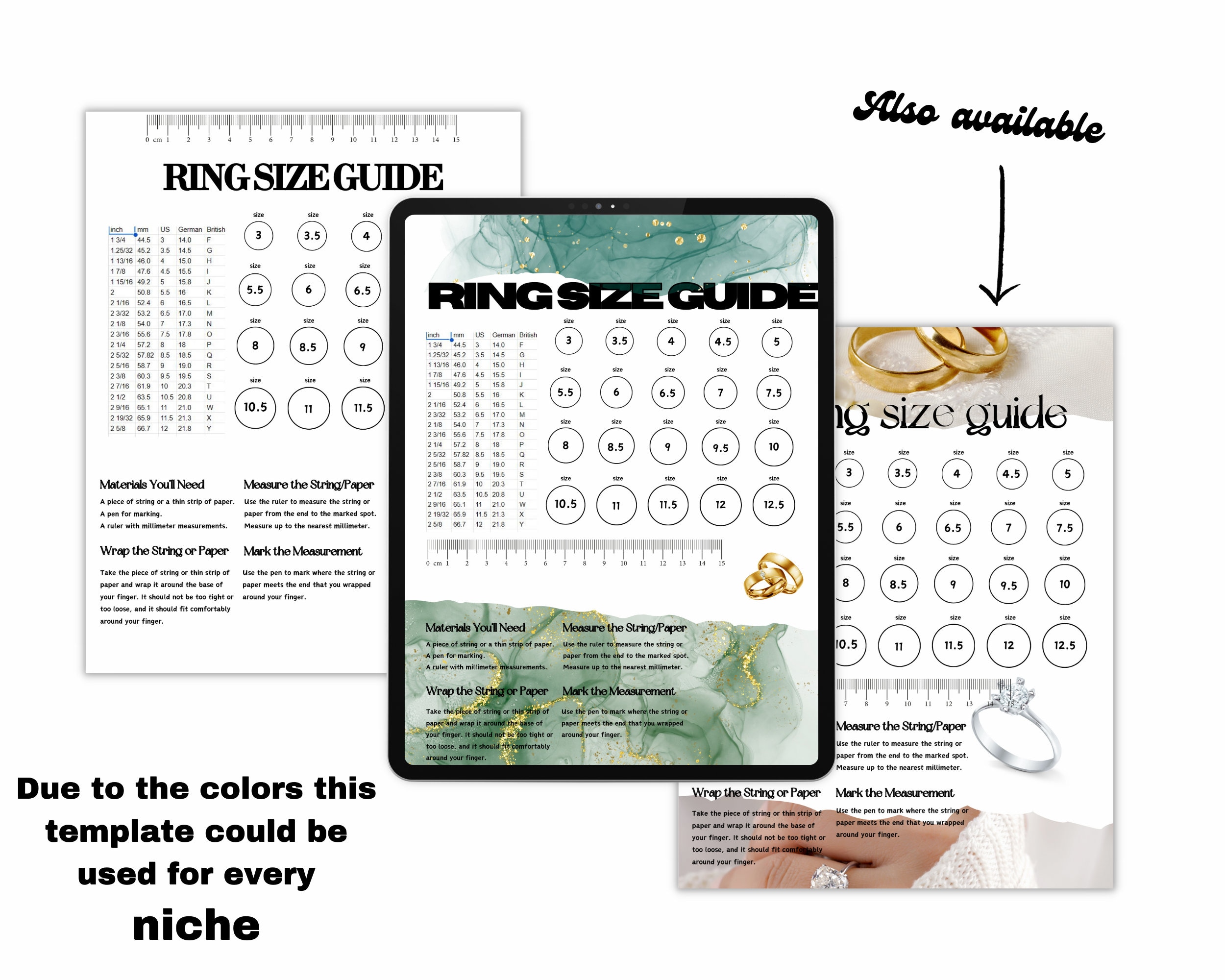 Ring Size Chart Printable Ring Sizer, Ring Size Guide, Printable Ring ...