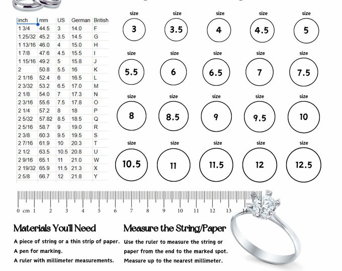 Ring Size Chart Printable Ring Sizer, Ring Size Guide, Printable Ring ...