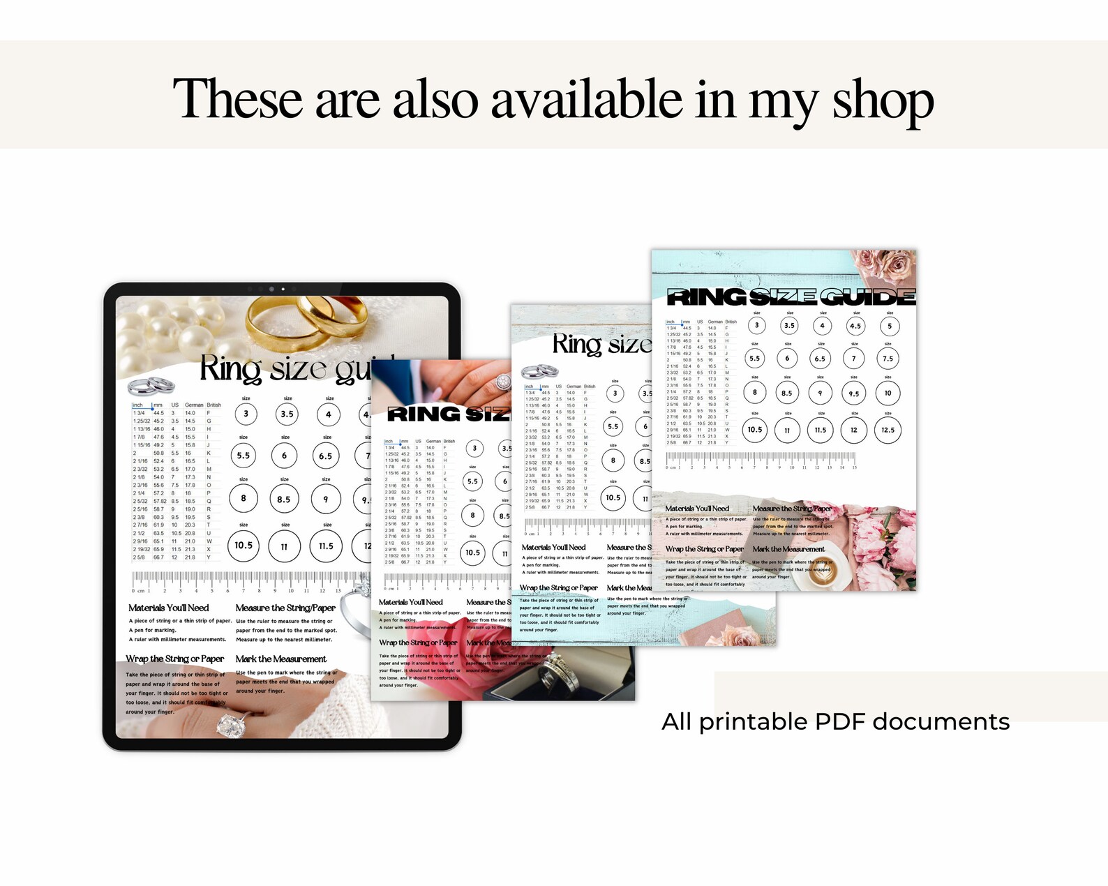 Ring Size Chart Printable Ring Sizer, Ring Size Guide, Printable Ring ...