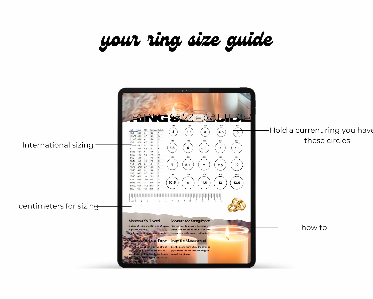 Ring Size Chart Printable Ring Sizer, Ring Size Guide, Printable Ring ...