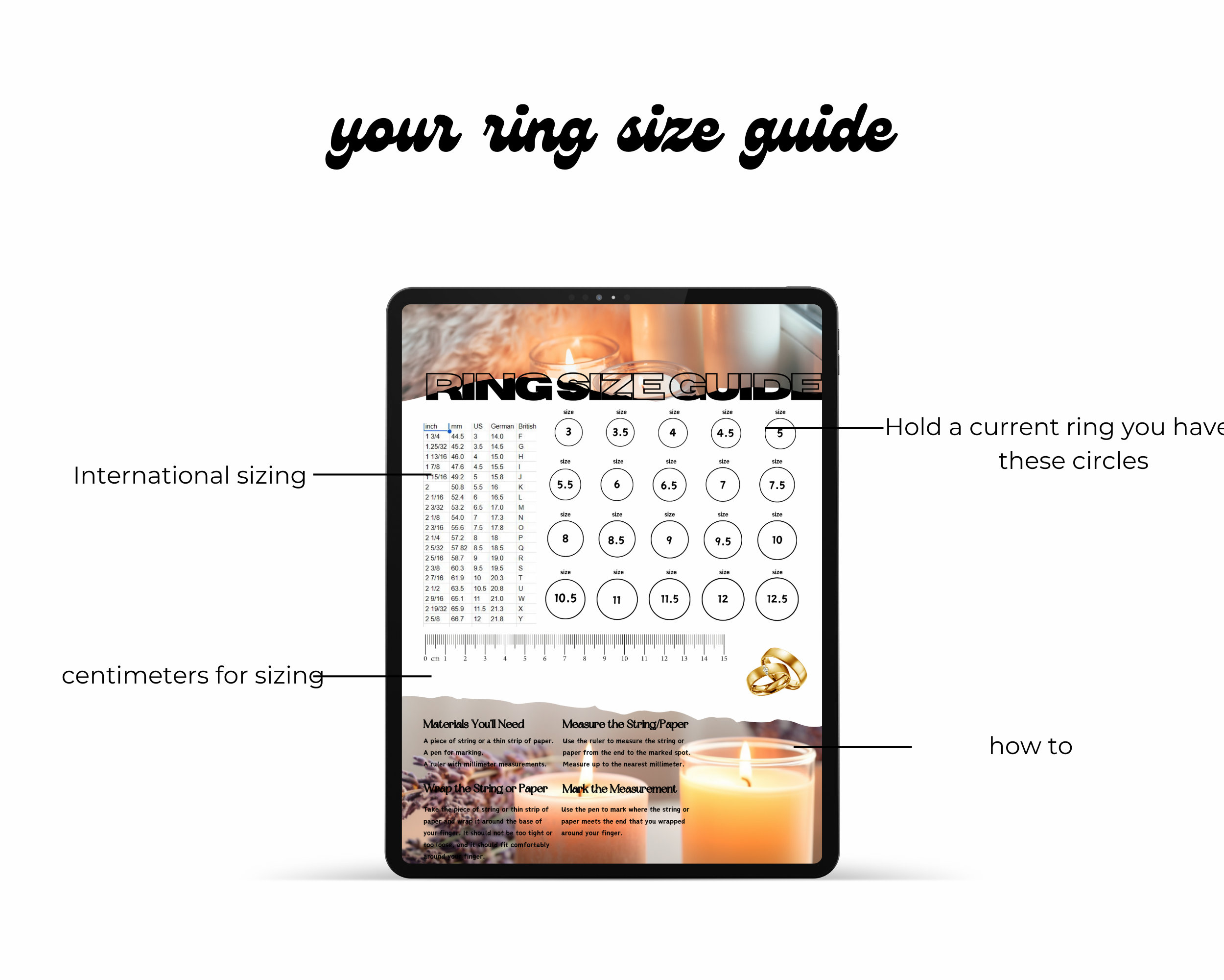 Ring Size Chart Printable Ring Sizer, Ring Size Guide, Printable Ring ...