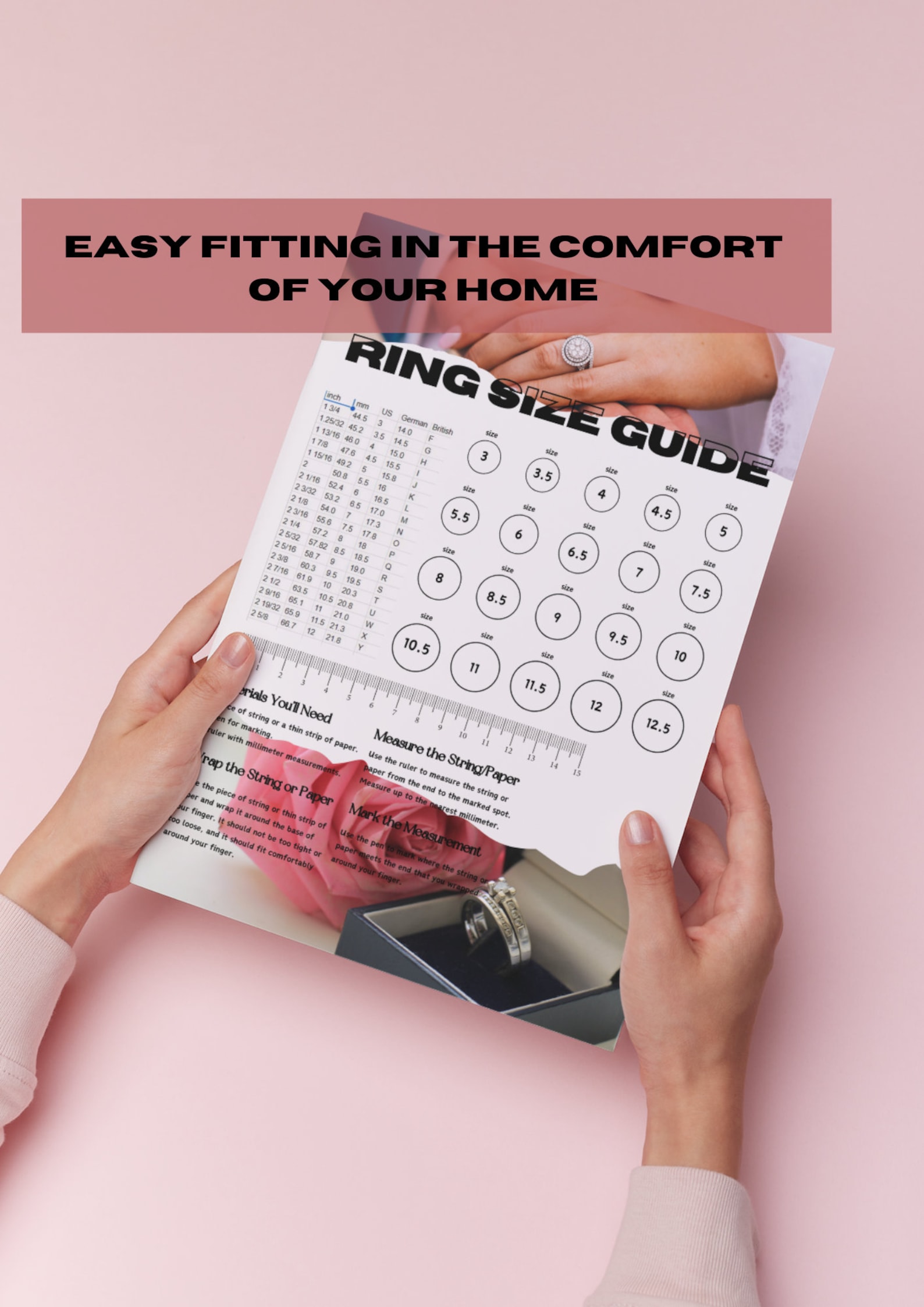 Ring Size Chart Printable Ring Sizer, Ring Size Guide, Printable Ring ...