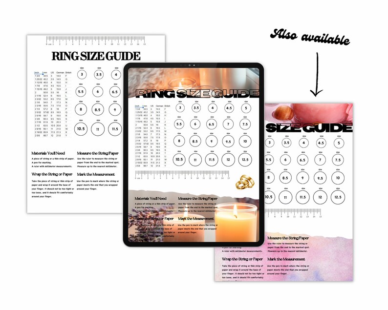 Ring Size Chart Printable Ring Sizer, Ring Size Guide, Printable Ring ...