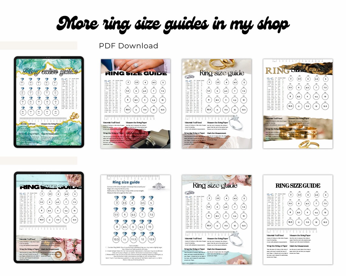 Ring Size Chart Printable Ring Sizer, Ring Size Guide, Printable Ring ...