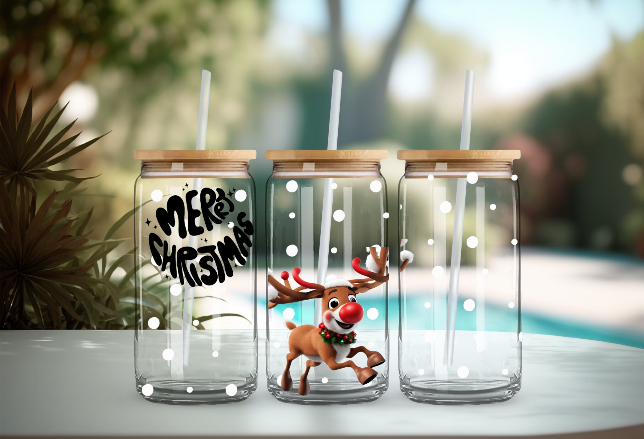 Rudolph the Red Nosed Reindeer Svg File Christmas Svg Glass - Etsy