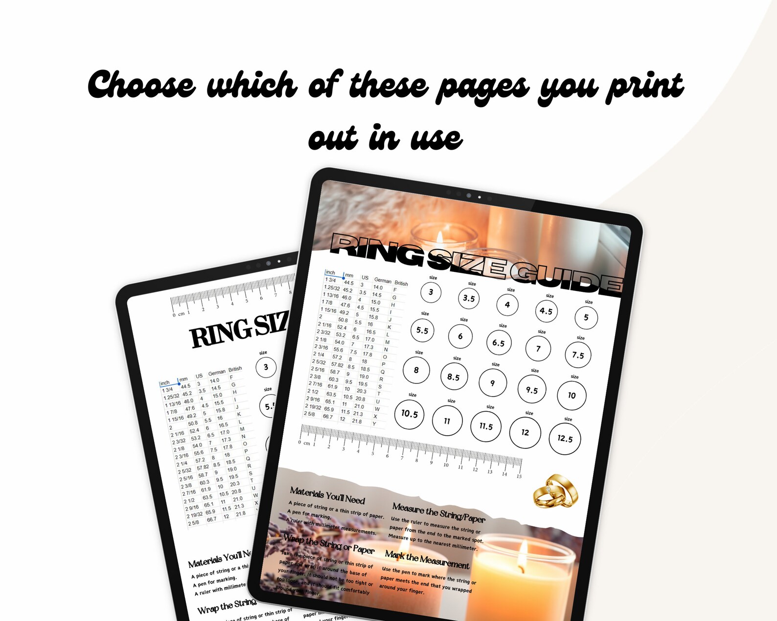 Ring Size Chart Printable Ring Sizer, Ring Size Guide, Printable Ring ...