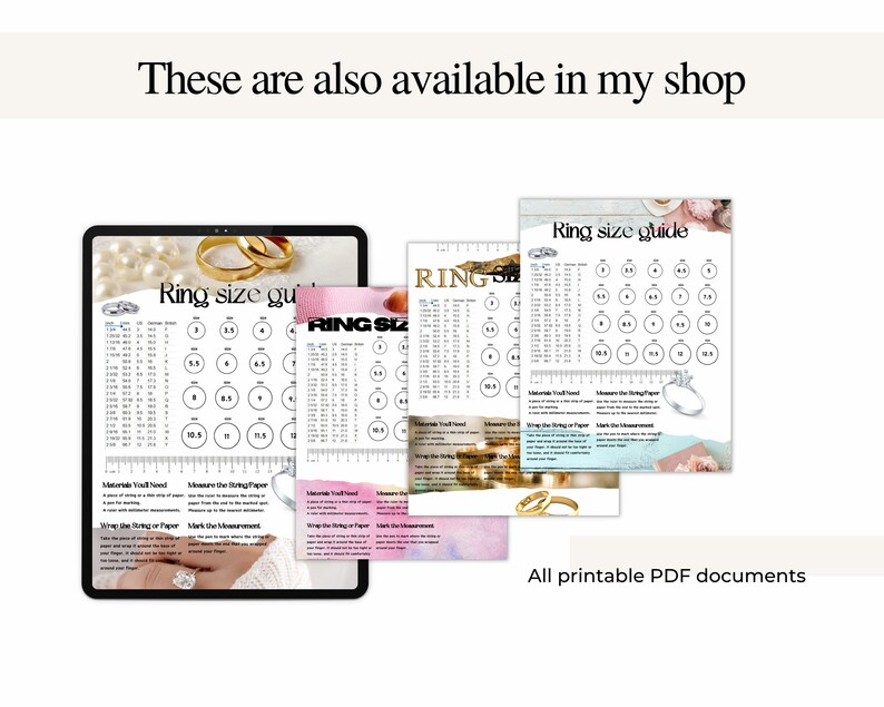 Ring Size Chart Printable Ring Sizer, Ring Size Guide, Printable Ring ...