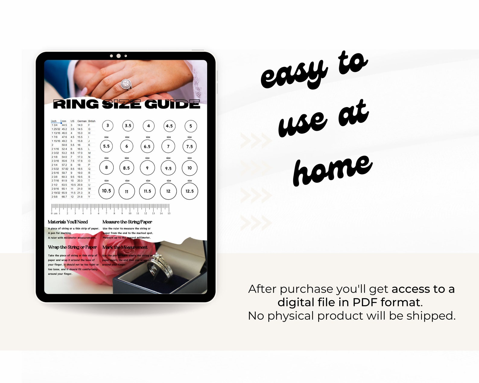 Ring Size Chart Printable Ring Sizer, Ring Size Guide, Printable Ring Sizer, Ring Sizer Tool ...