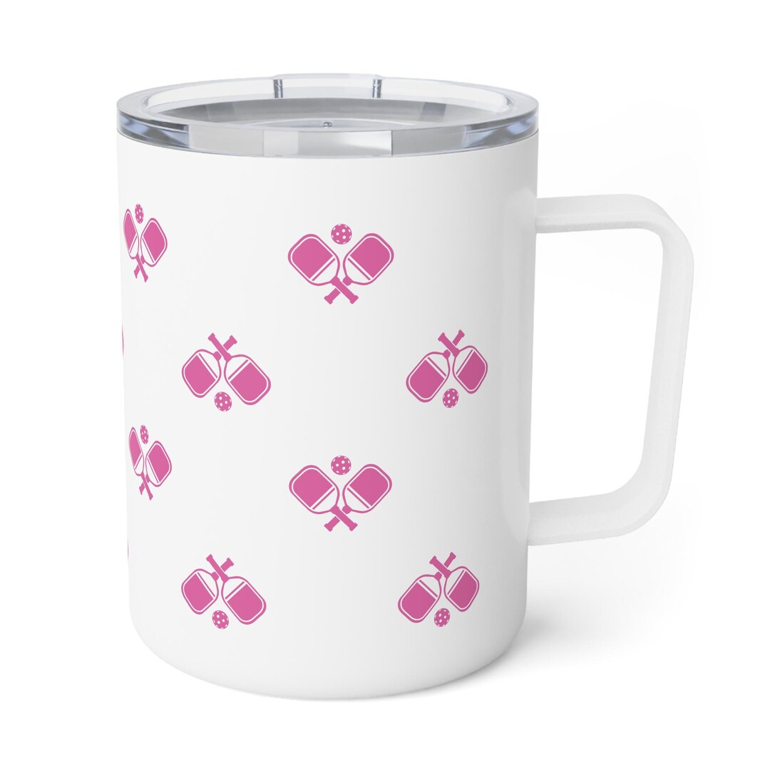 Insulated Pickleball Mug With Pink Paddles Coffee Mug, 10oz Travel ...