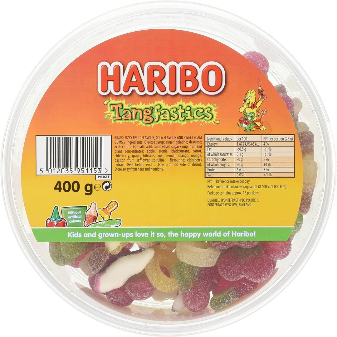 Haribo Tangfastics Bulk Sweets Drum, 400g Tub - Etsy UK