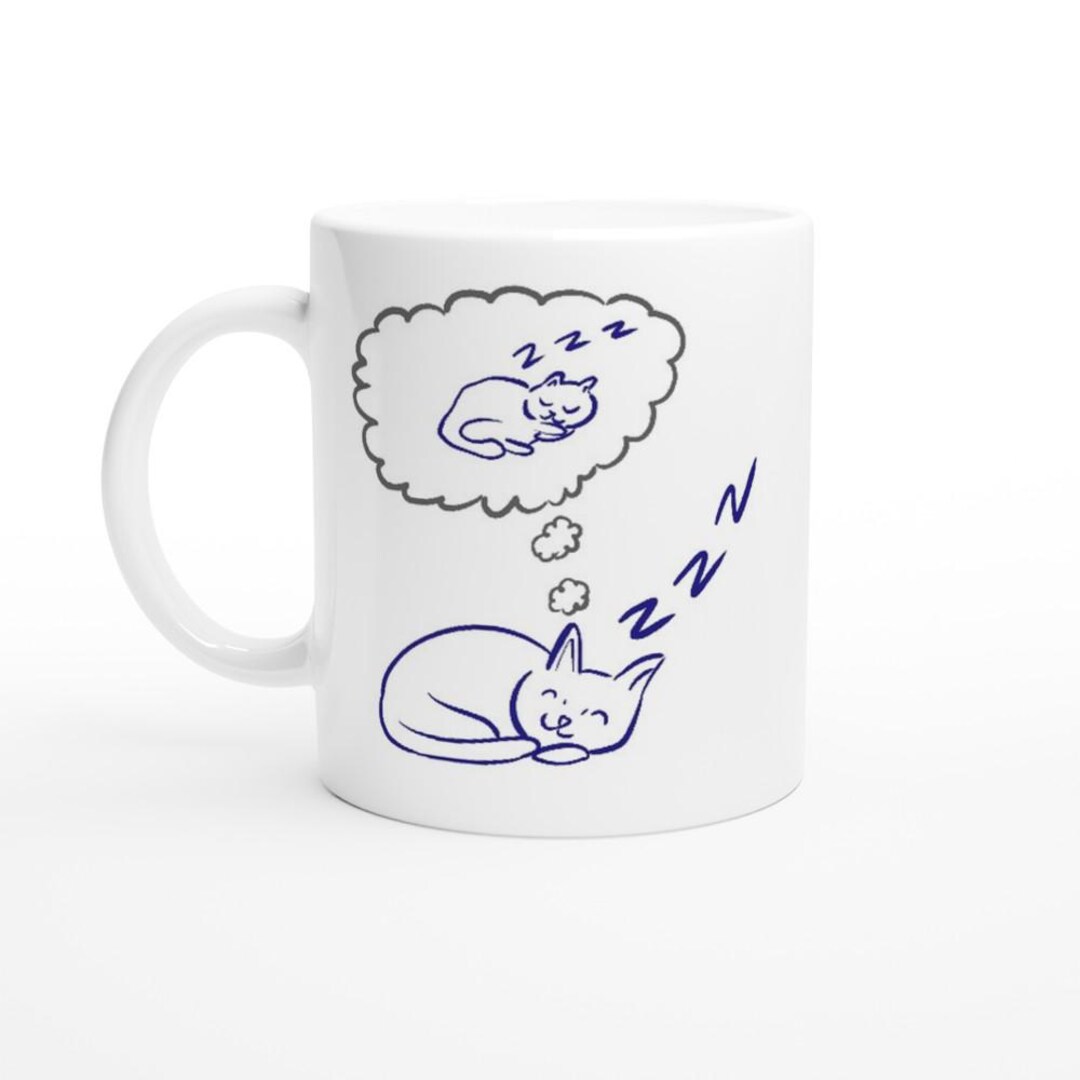 Cat Nap Cute Sleepy Cat Original Design White 11oz Ceramic Mug - Etsy