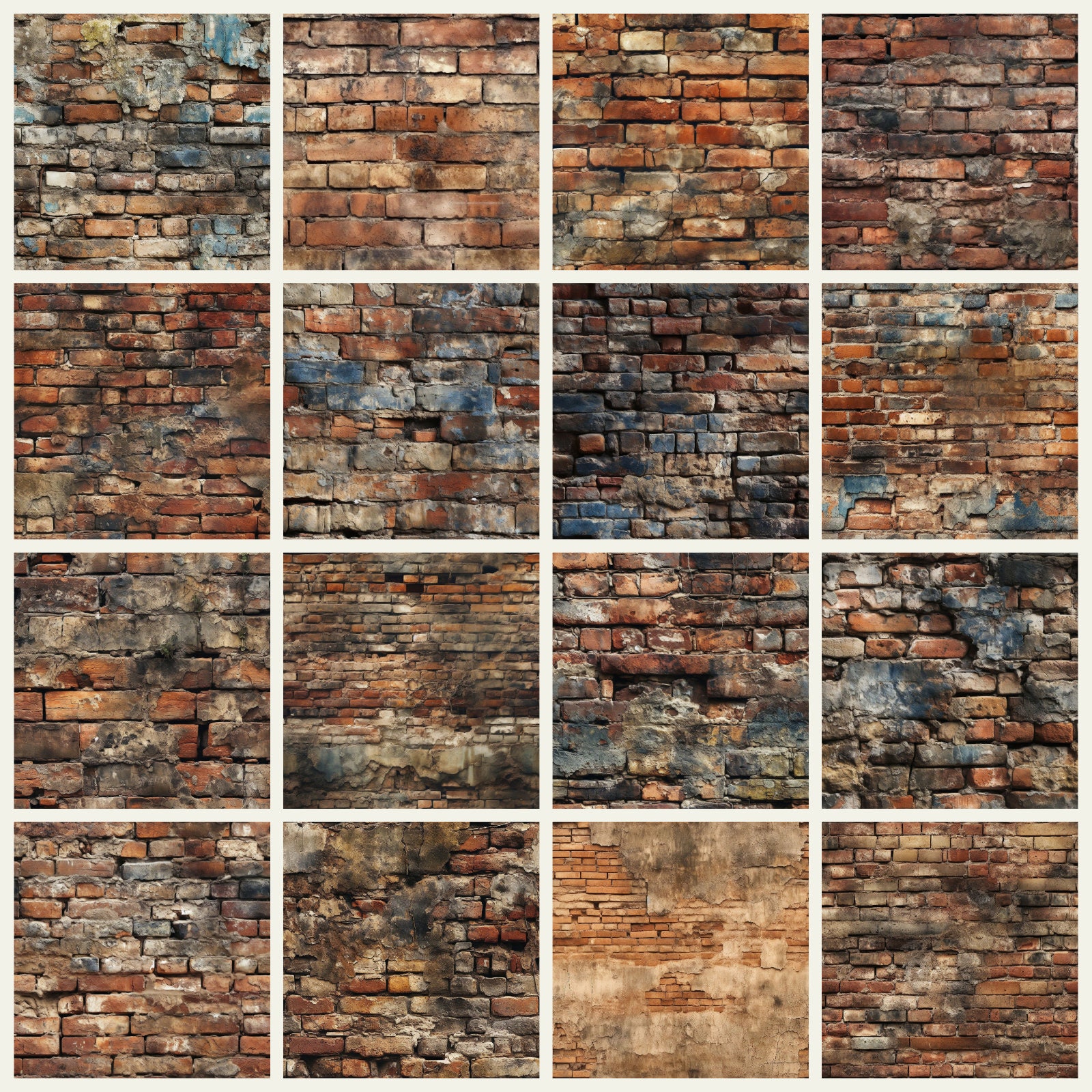 Aged Brick Texture Digital Pattern Seamless Paper Old Brick Wall ...