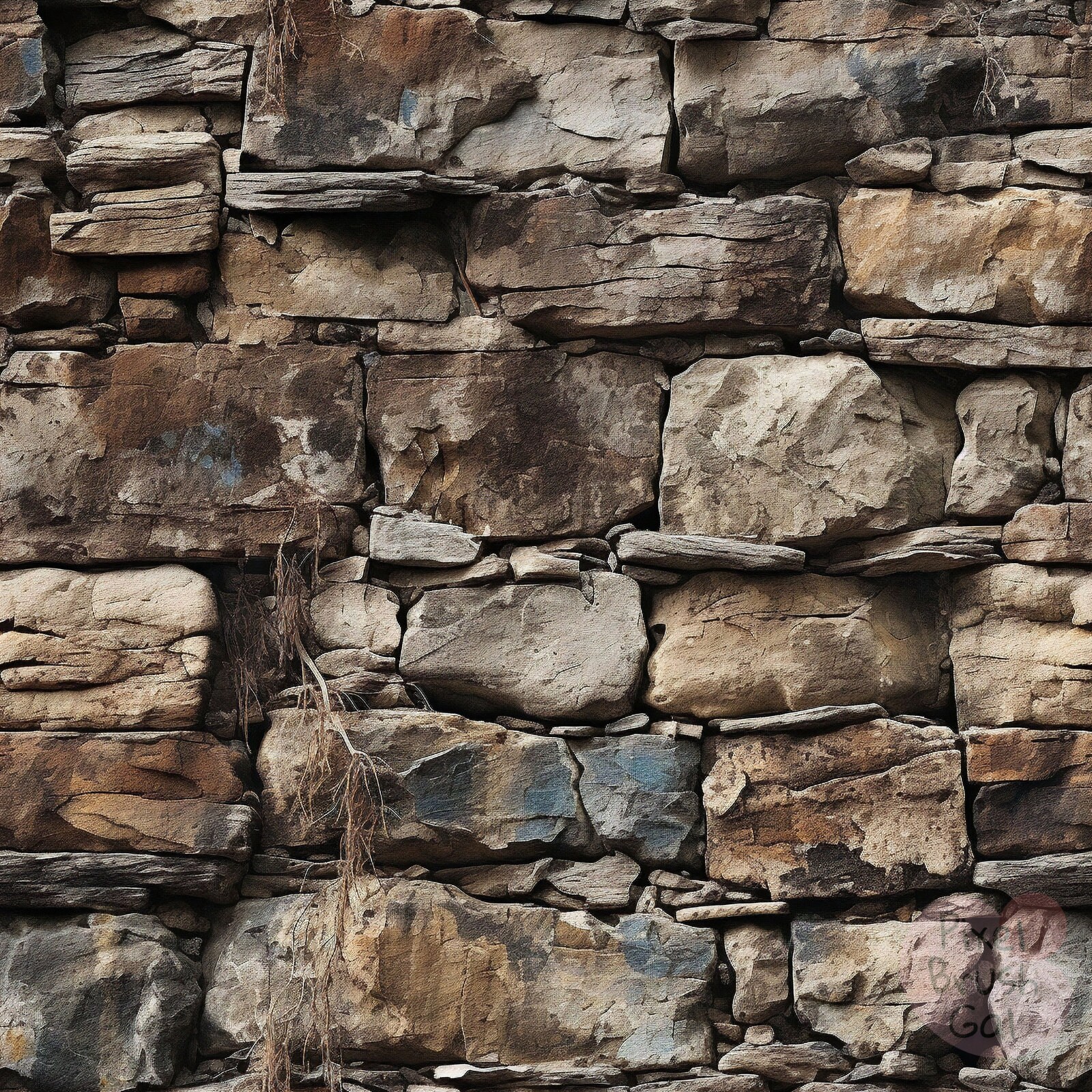 Aged Stone Wall Digital Pattern Seamless Paper Rustic Stone Wall ...