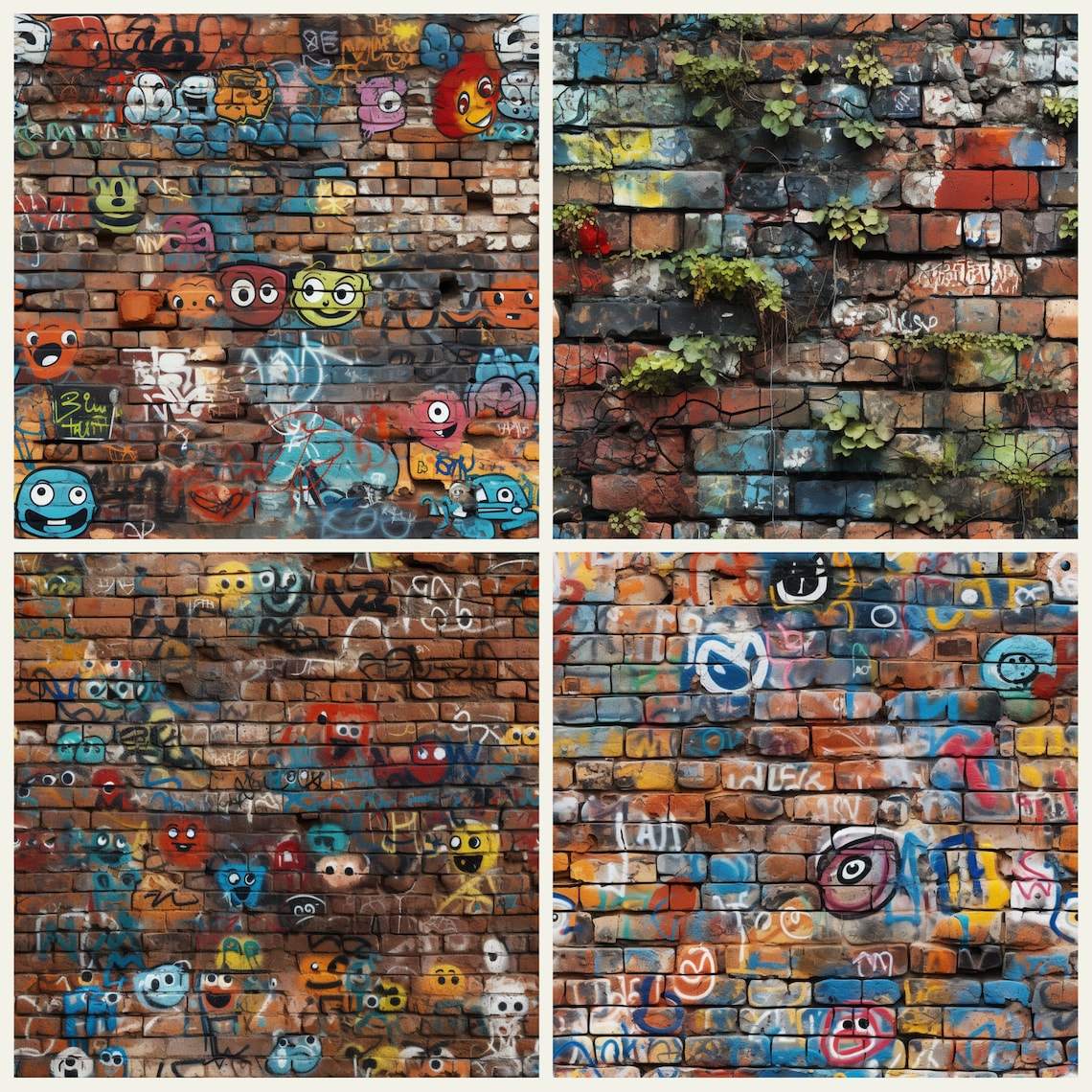Graffiti Brick Wall Texture Digital Pattern Seamless Paper Graffiti Wall Seamless Pattern ...