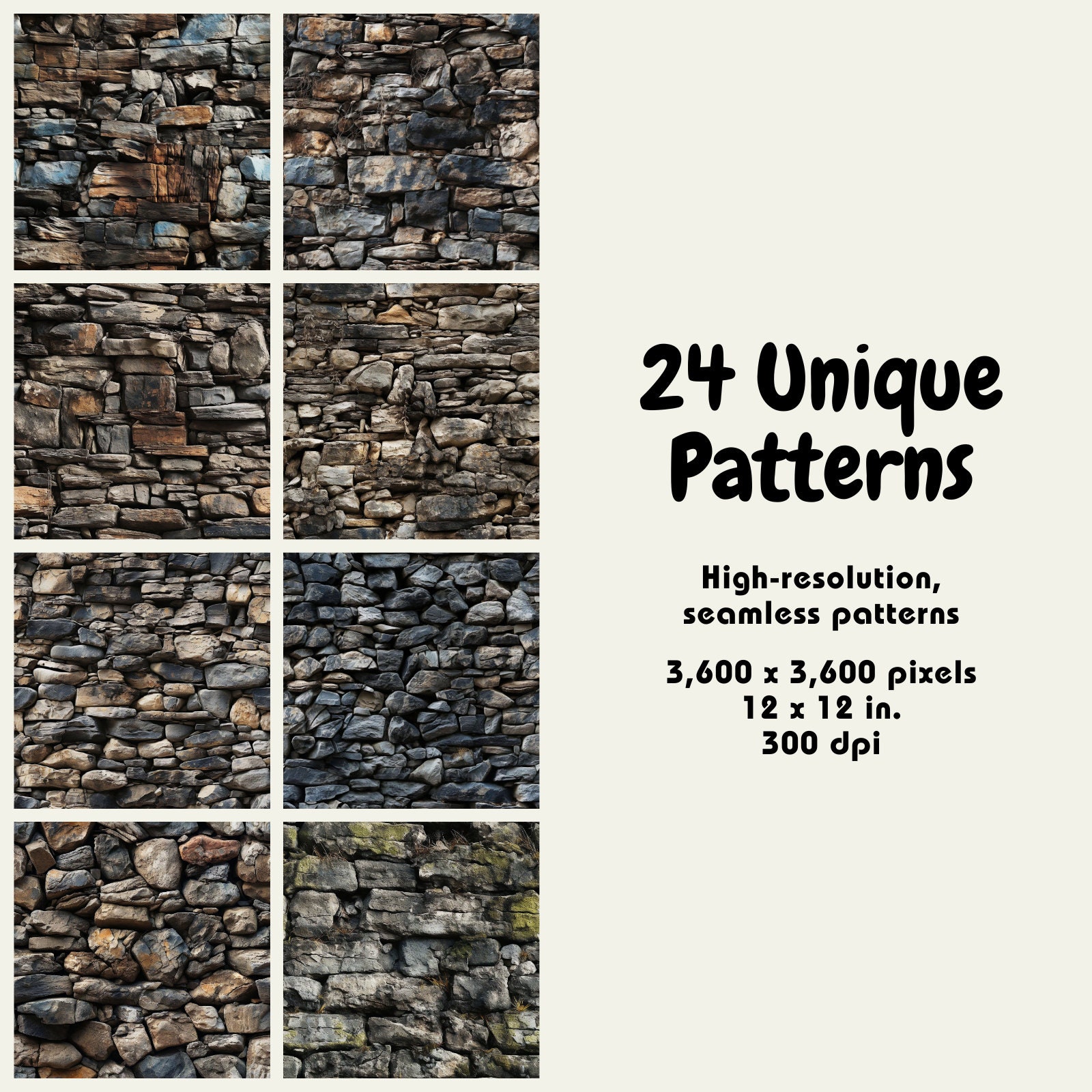 Aged Stone Wall Digital Pattern Seamless Paper Rustic Stone Wall ...