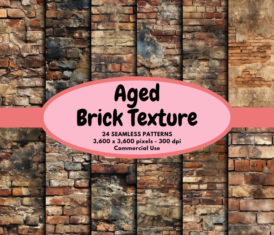 Aged Brick Texture Digital Pattern Seamless Paper Old Brick Wall ...