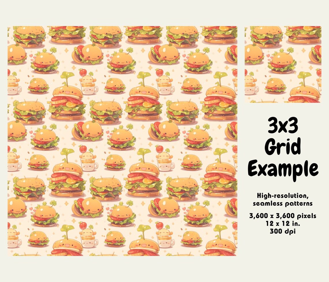 Cute Fast Food Digital Pattern Seamless Paper Fast Food Art Digital ...