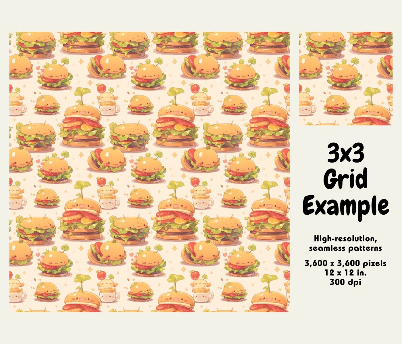 Cute Fast Food Digital Pattern Seamless Paper Fast Food Art Digital ...