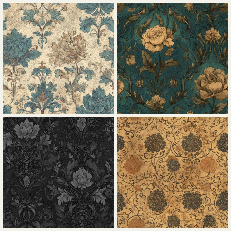 Vintage Wallpaper Digital Pattern Seamless Paper Antique Victorian ...