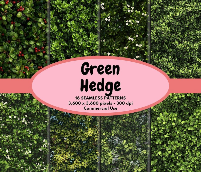 Realistic Green Hedge Digital Pattern Seamless Paper Hedge Scrapbook ...