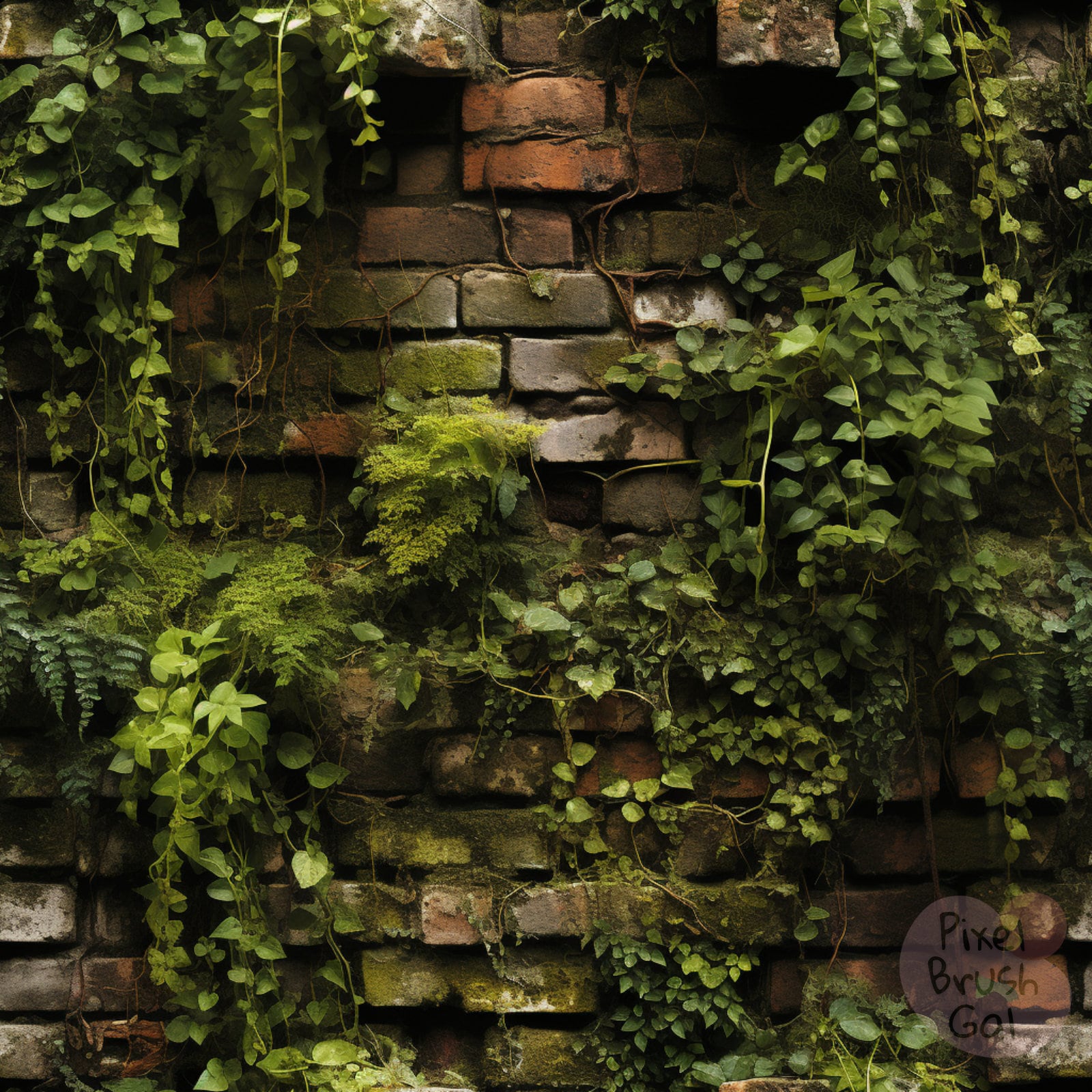 Overgrown Brick Wall Digital Pattern Seamless Paper Mossy Brick Wall ...