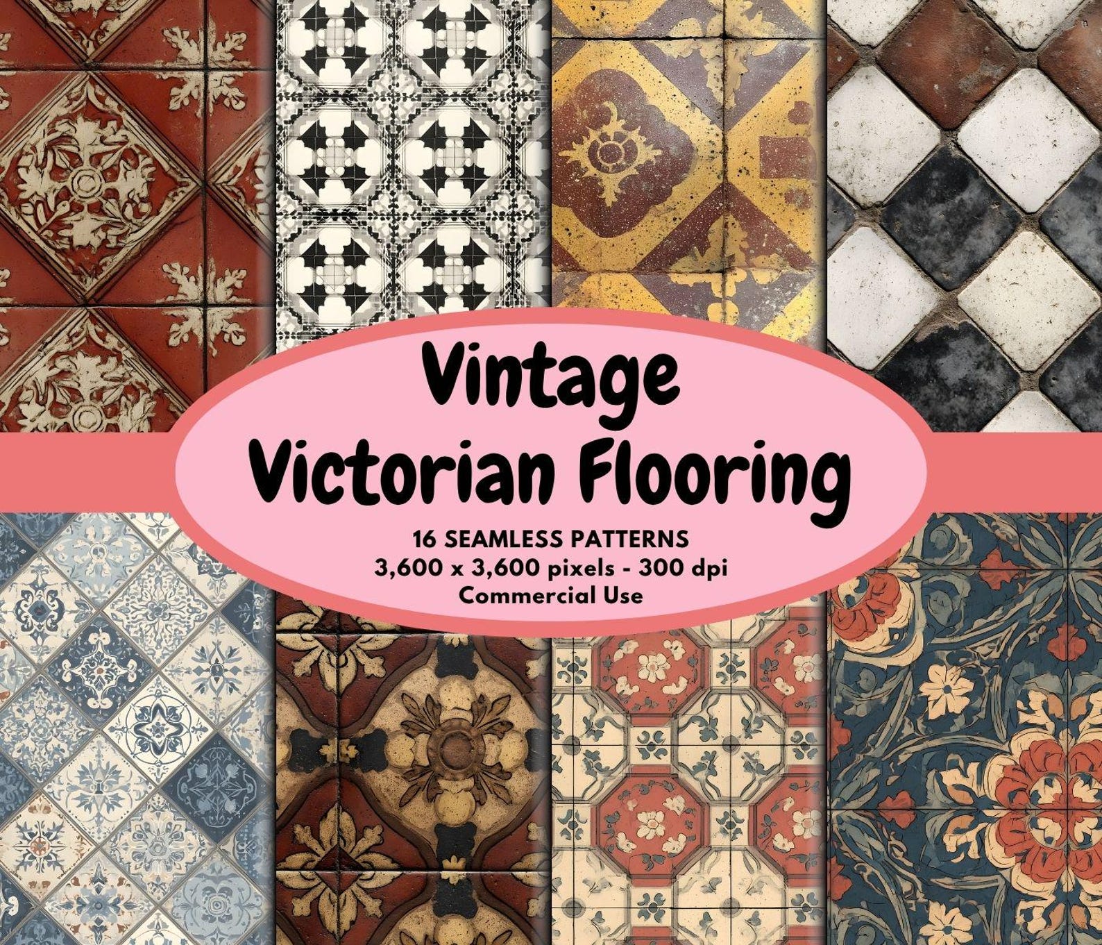 Vintage Victorian Flooring Digital Pattern Seamless Paper Antique ...