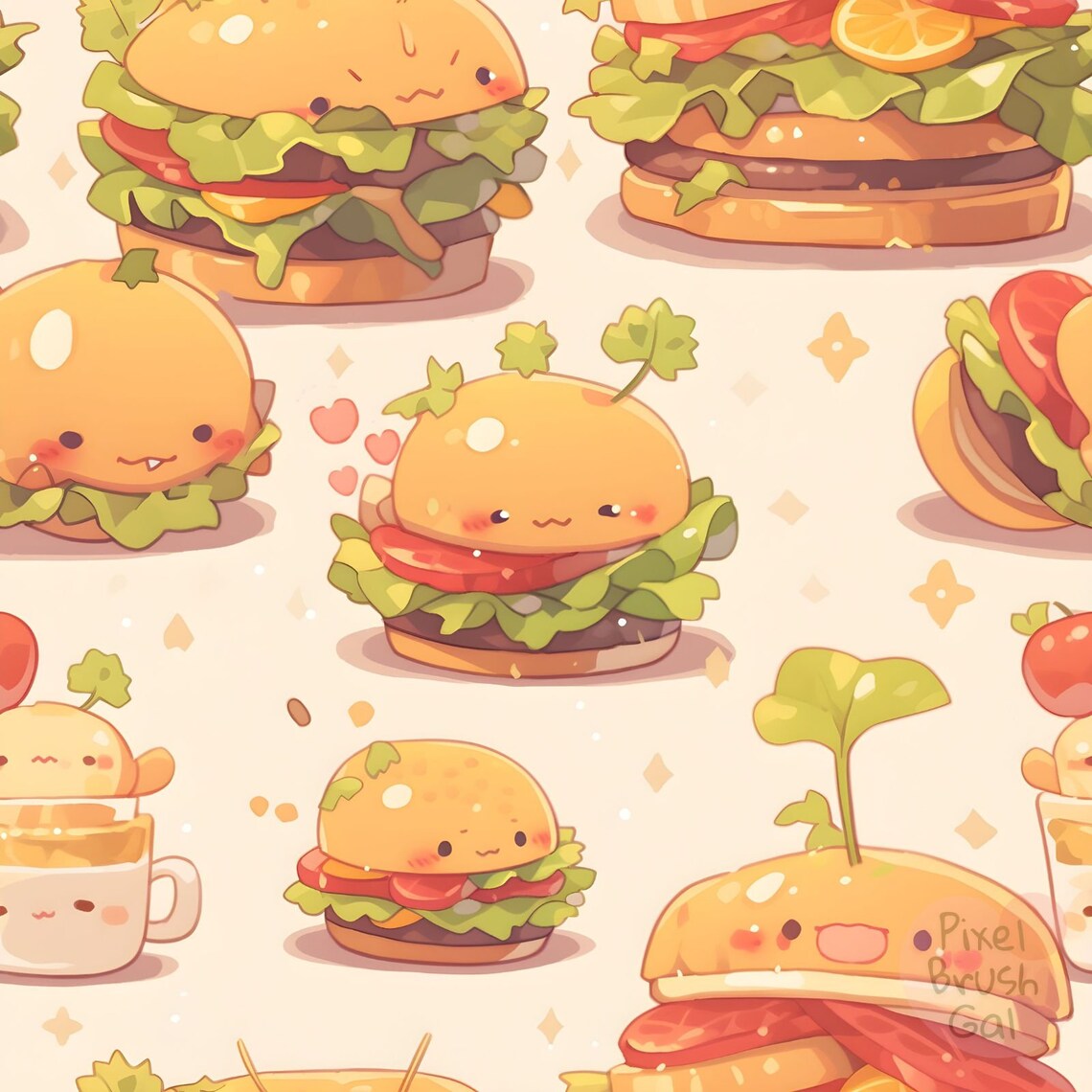 Cute Fast Food Digital Pattern Seamless Paper Fast Food Art Digital ...