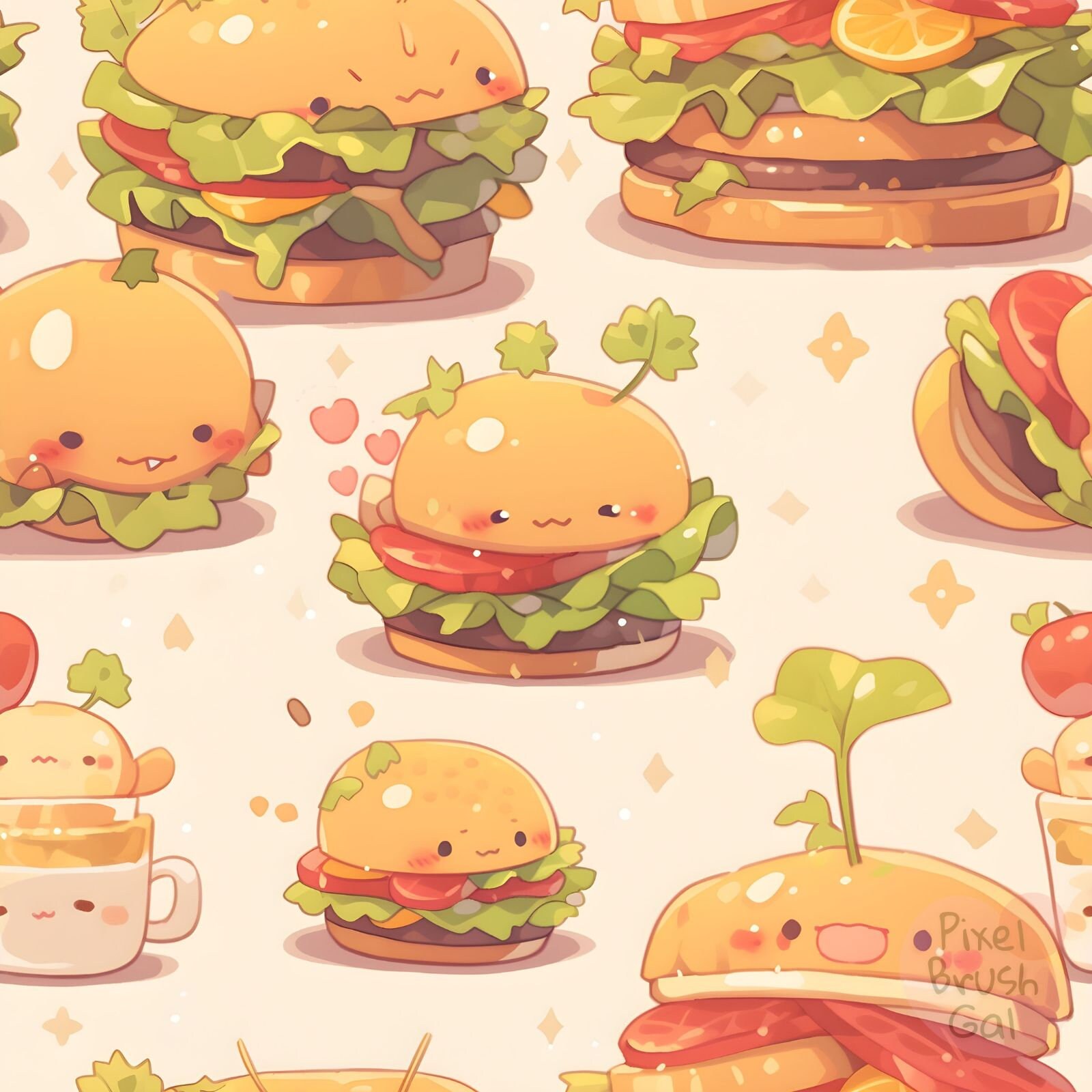 Cute Fast Food Digital Pattern Seamless Paper Fast Food Art Digital ...