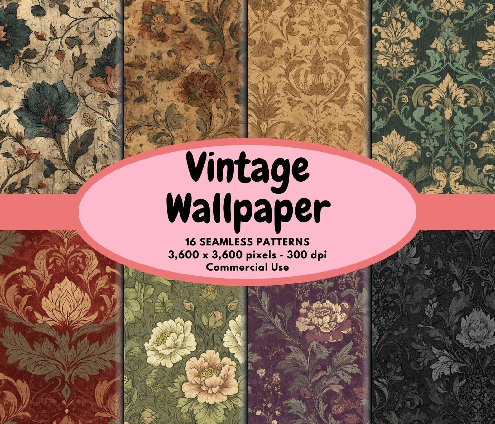 Vintage Wallpaper Digital Pattern Seamless Paper Antique Victorian ...