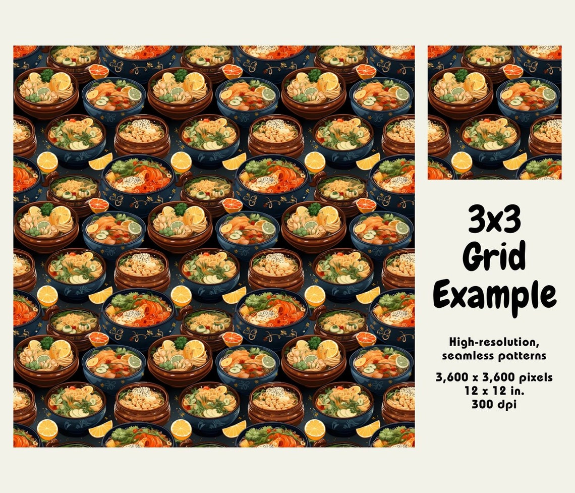 Chinese Food Digital Pattern Seamless Paper Chinese Food Art Digital ...