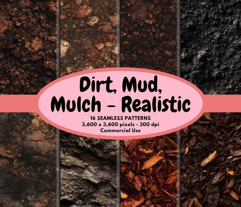 Realistic Dirt Mud Mulch Digital Pattern Seamless Paper Dirt Scrapbook ...