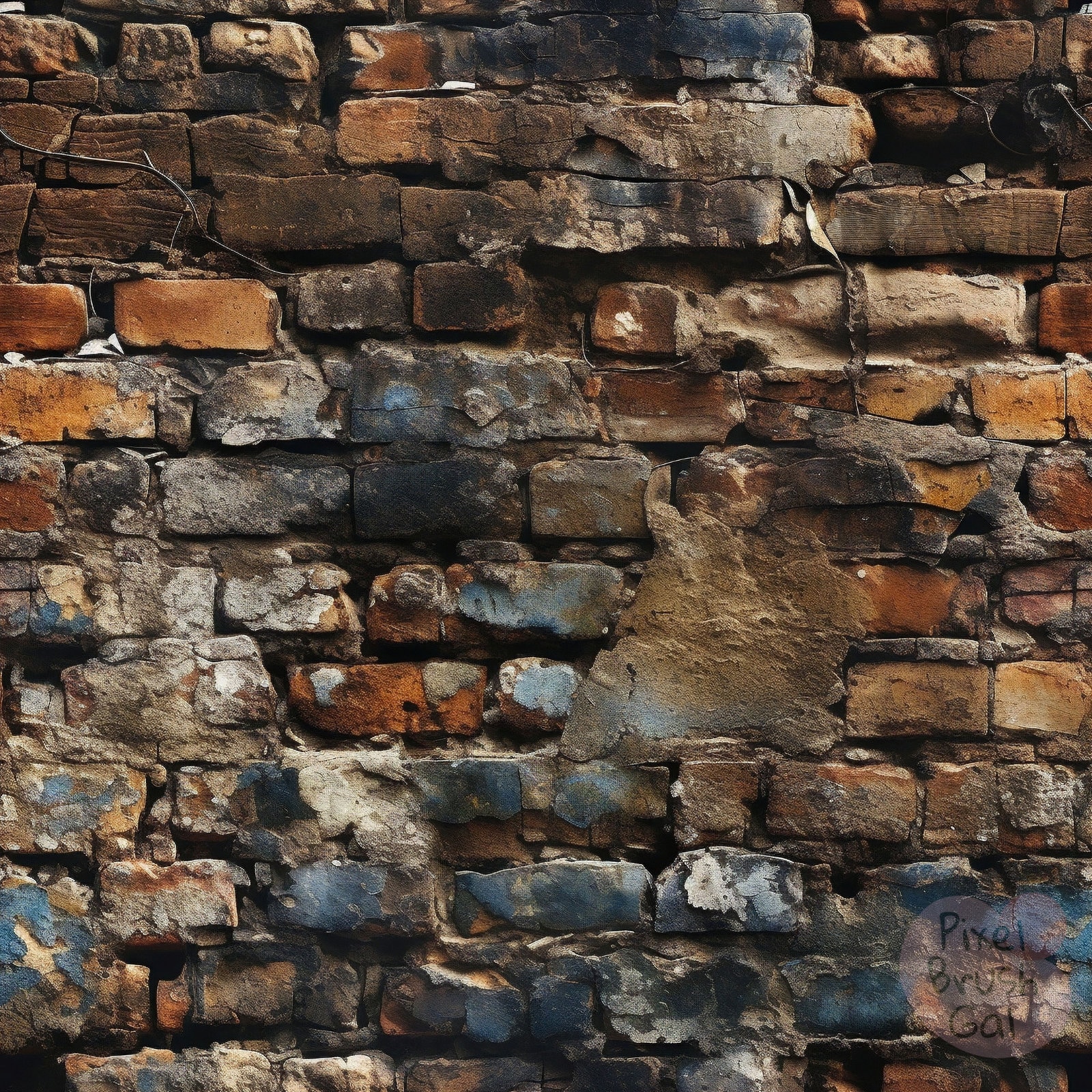 Aged Brick Texture Digital Pattern Seamless Paper Old Brick Wall ...