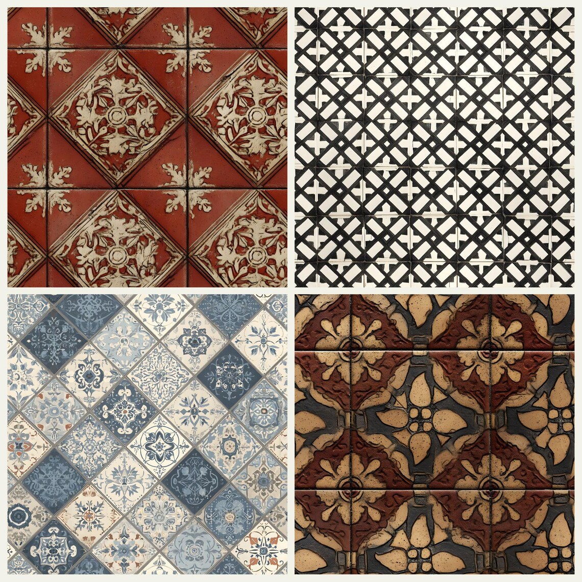Vintage Victorian Flooring Digital Pattern Seamless Paper Antique ...